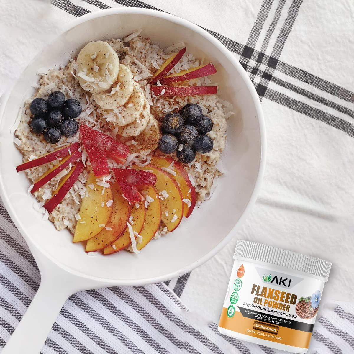 AKI Flaxseed Oil Powder | Omega-3, Fiber, Lignans | 100% Natural ...