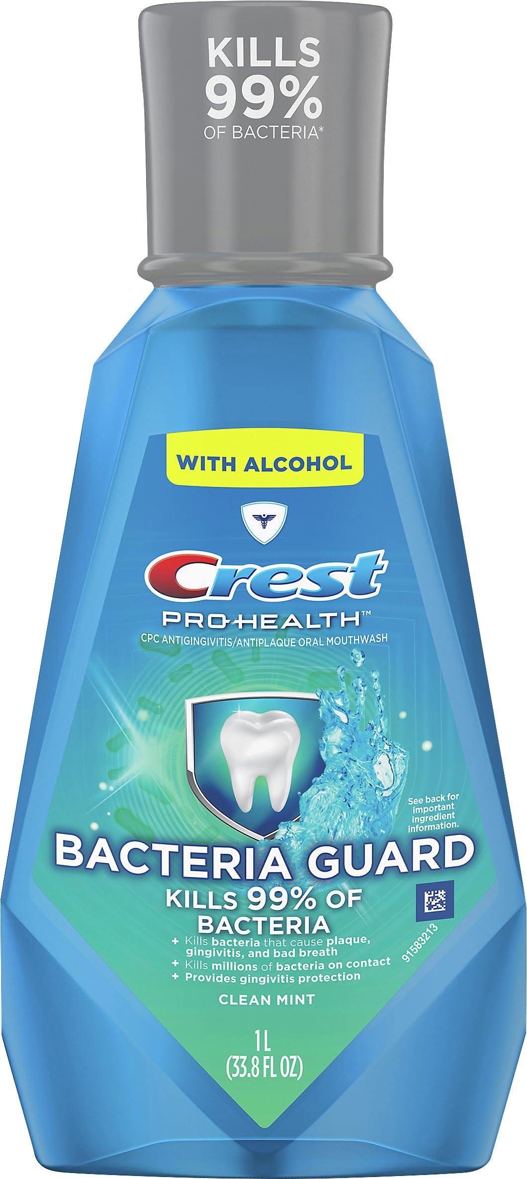 Buy Crest Pro Health Bacteria Guard Mouthwash - Alcohol Clean Mint 33.8 ...