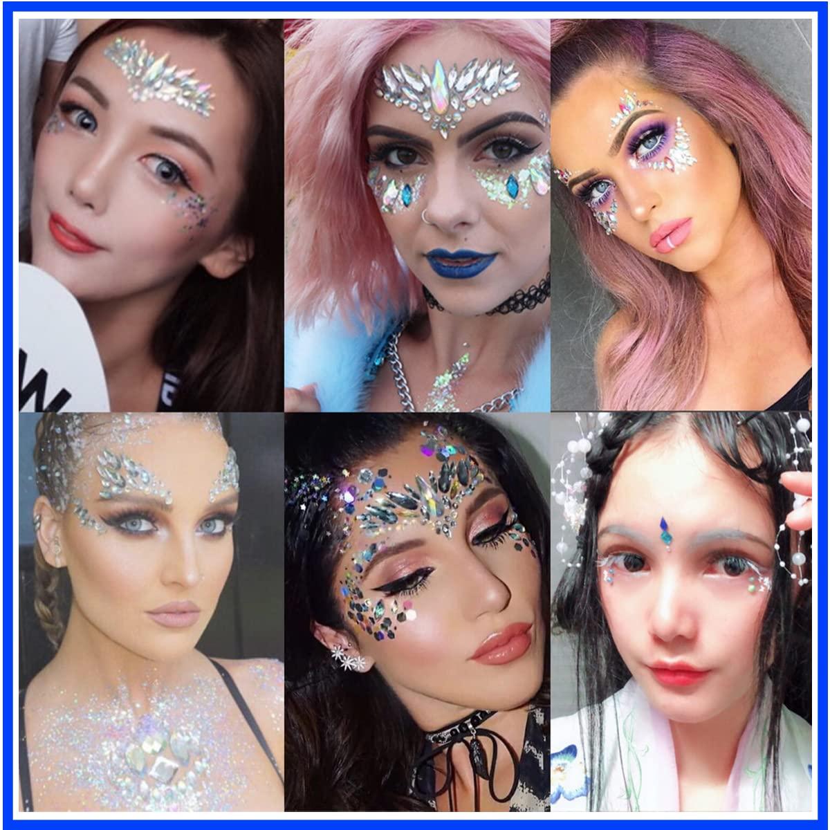 GULELAYAR Rhinestone Gem Stickers for Face - 3 Sets Festival Face ...