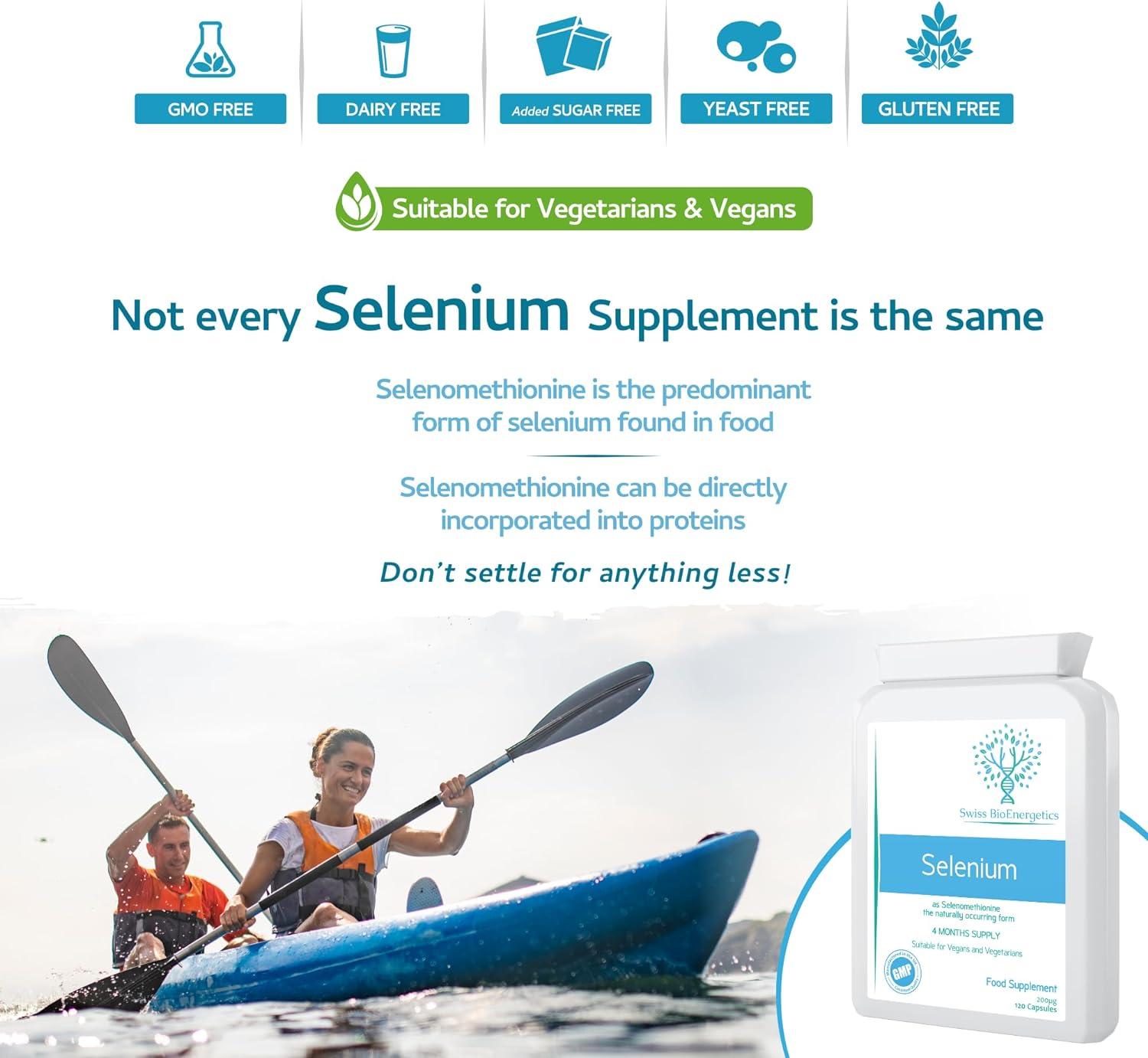 Selenium 200g - 120 Capsules | Selenomethionine | 4 Month Supply | Superior Bioavailability ...