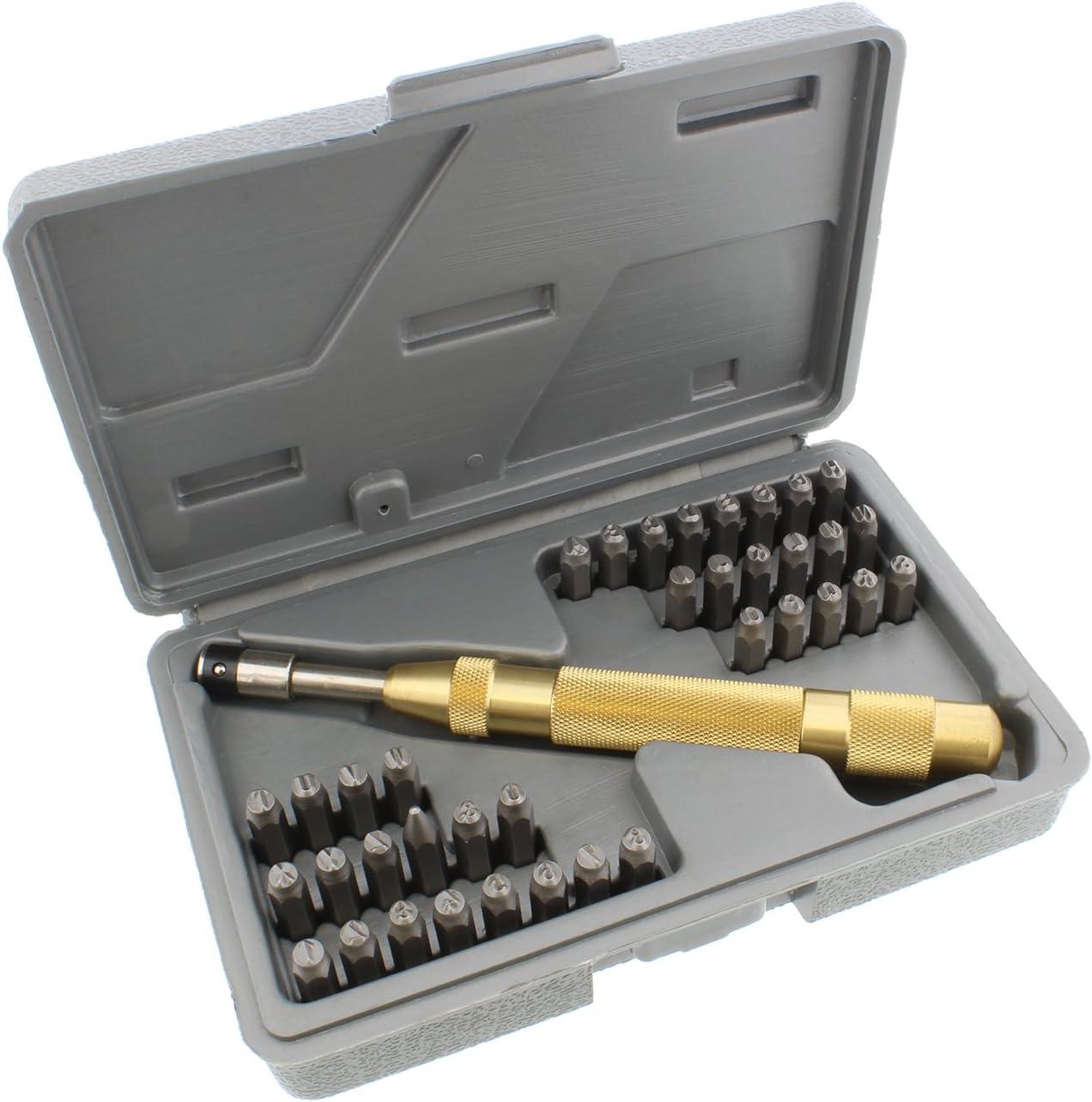 DCT Metal Stamping 37pc Tool Kit - Alphabet, Number, Symbol Stamps with ...