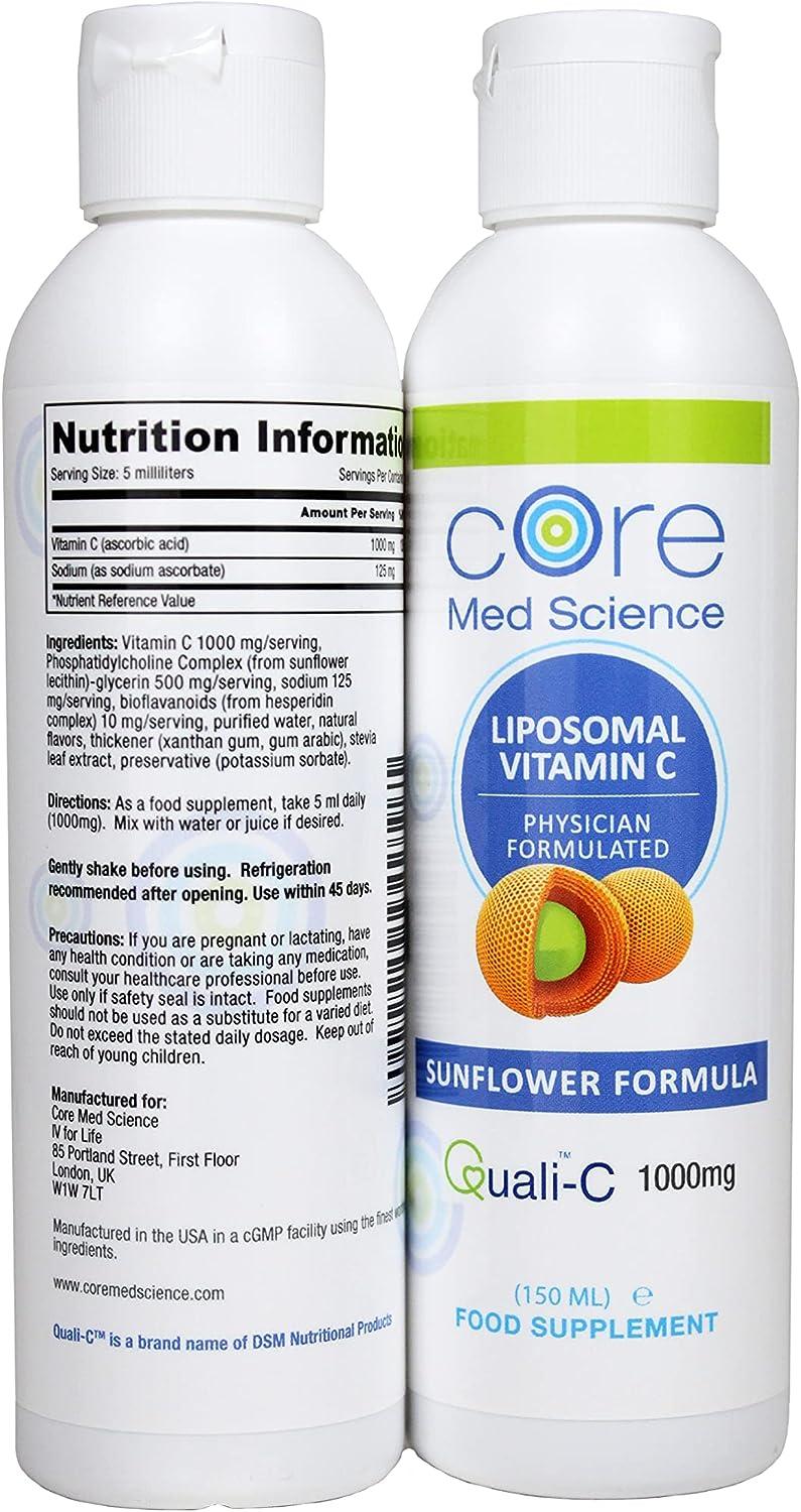 Core Med Science Liposomal Vitamin C 1000mg Liquid - Sunflower Formula ...