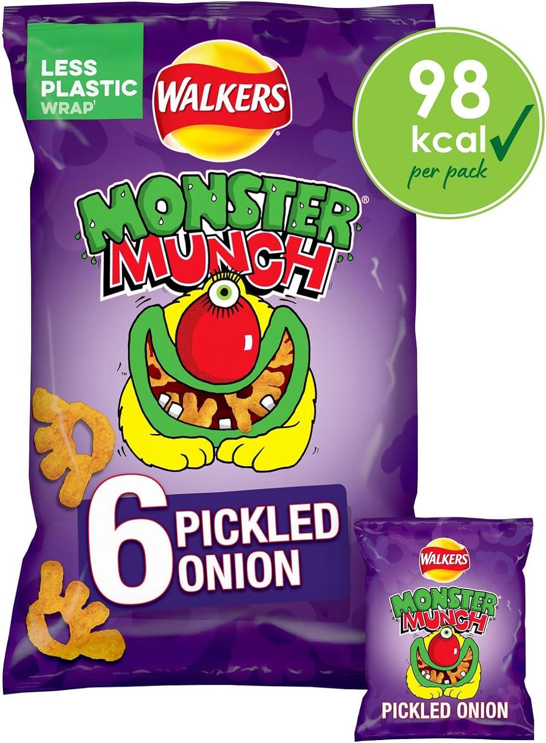 Walkers Monster Munch Pickled Onion Multipack Crisps 6x20g | Pickled ...