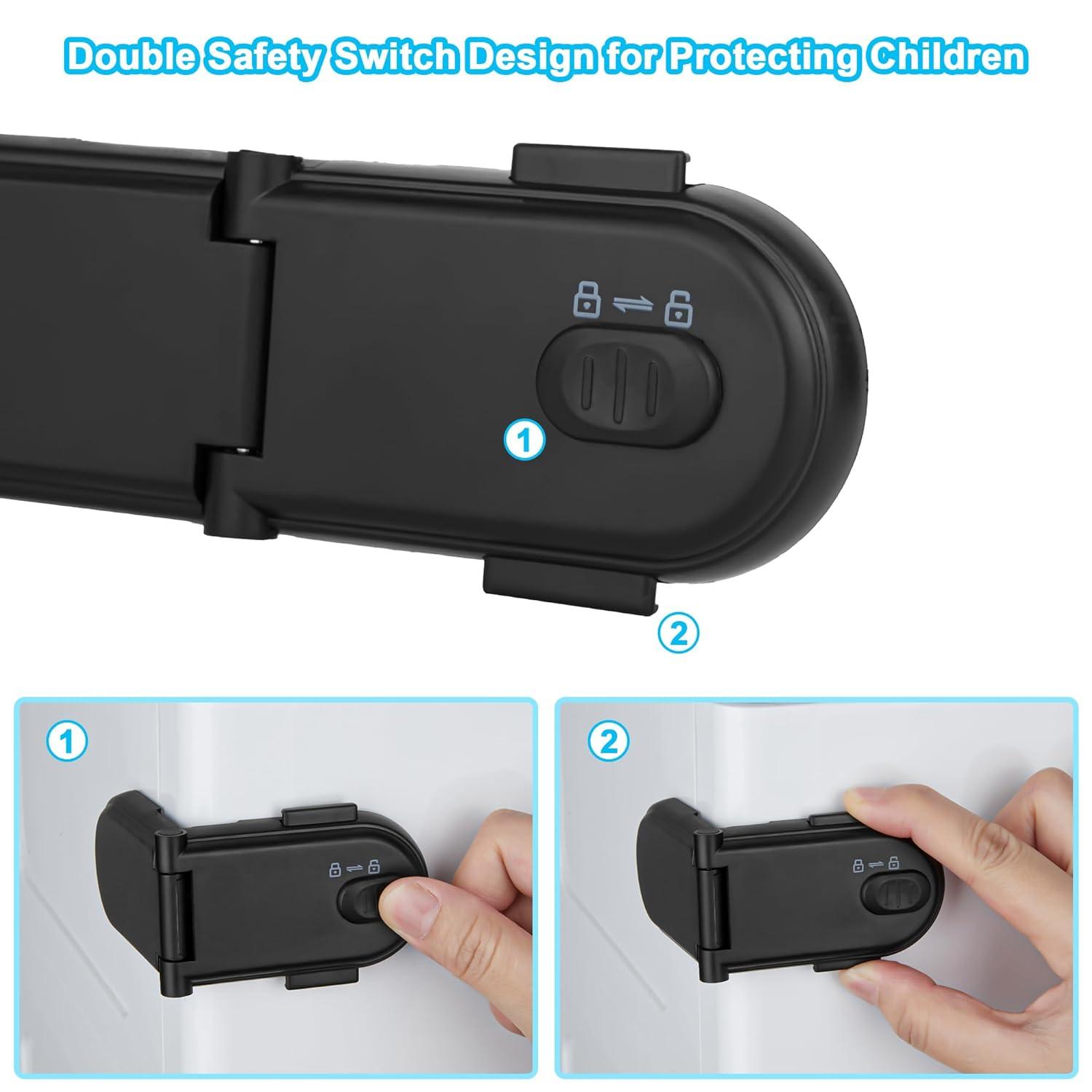 Redtron Child Locking Cabinet Locks - Double Safety Switches (4 Pack ...