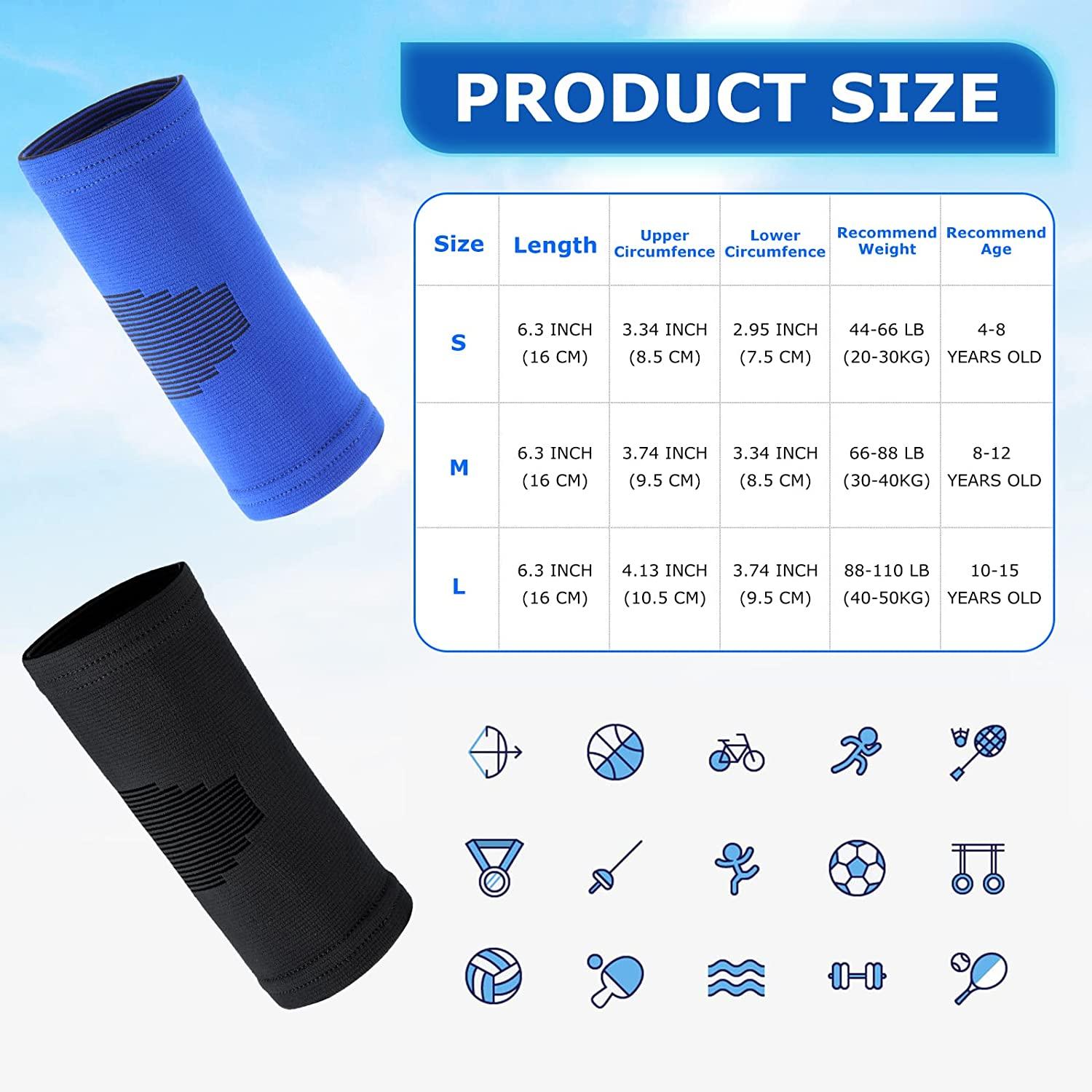 Kids Elbow Brace Compression Sleeve 2-Pack for Gym Sports - Medium Size ...