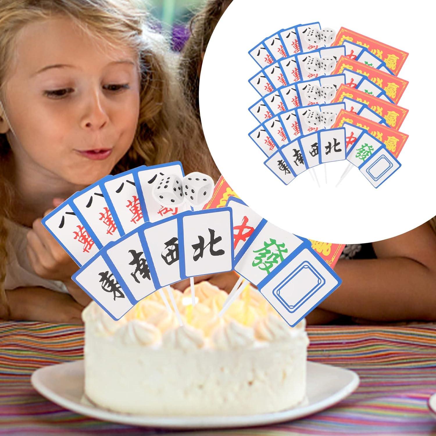 LIFKOME Wedding Decor 80pcs Chinese Mahjong Cake Decoration Cake Picks ...