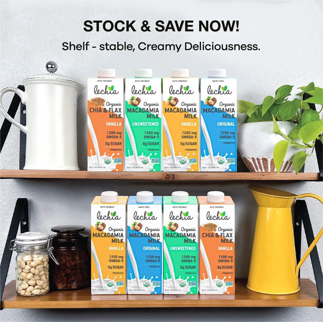Lechia Organic Macadamia Milk Unsweetened 32oz (6 Pack) - Vegan, Non ...