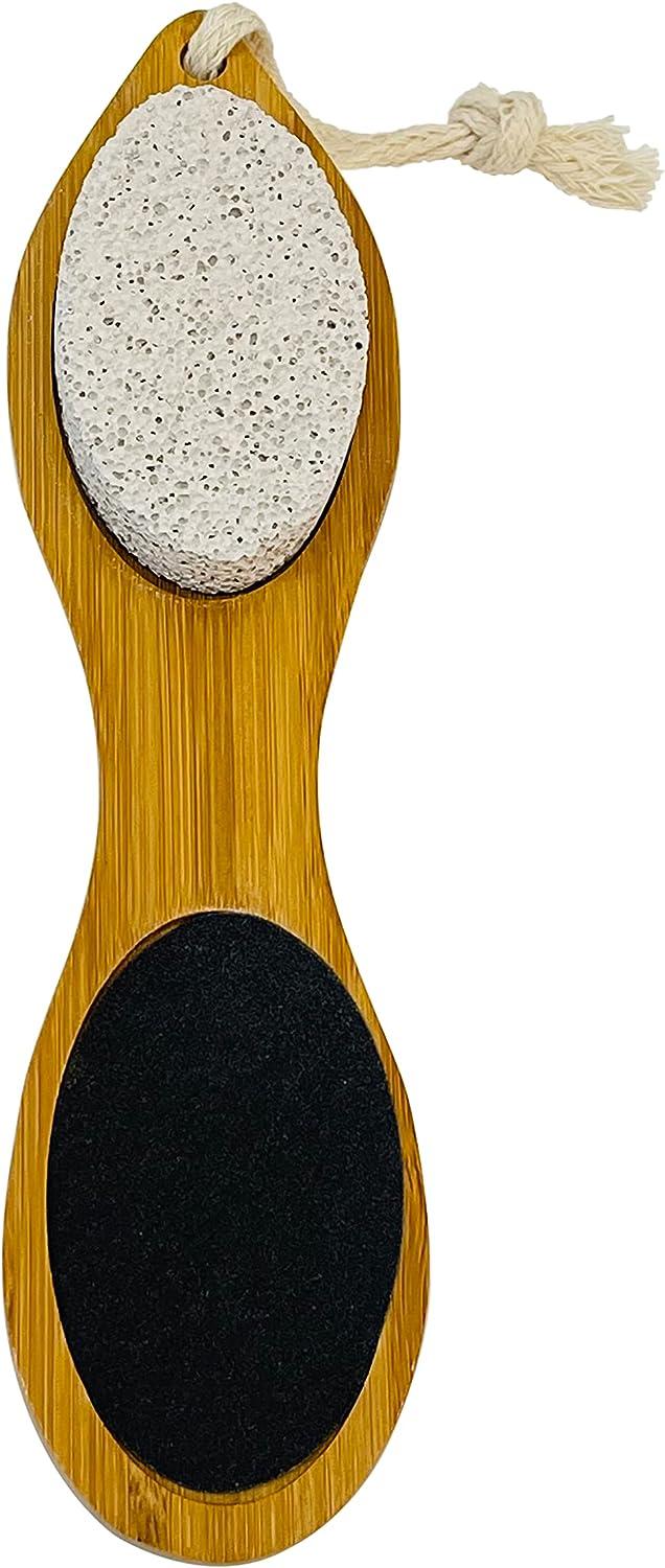 4-in-1 Bamboo Foot File Brush with Pumice Stone and Callus Remover ...