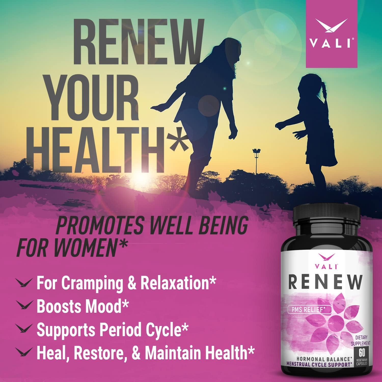 VALI Renew PMS Relief Supplement - Herbal Formula for Women's Menstrual ...