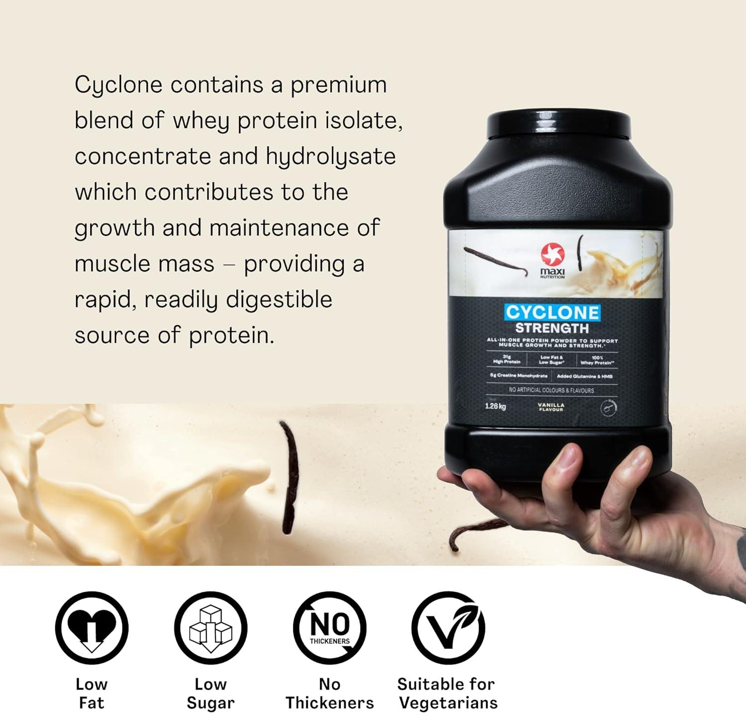MaxiNutrition Cyclone Vanilla Whey Protein Powder with Creatine - 31g ...