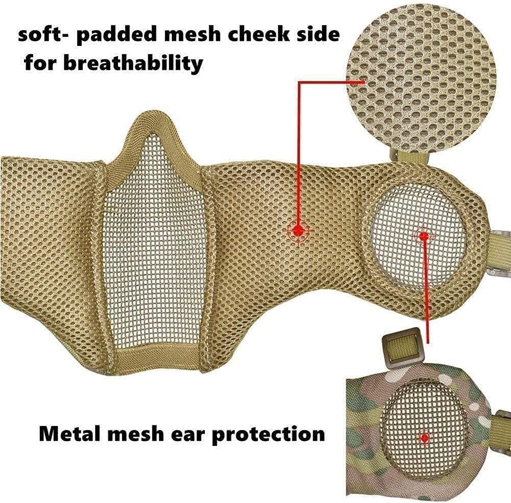 MH Tactical Fast Helmet with Foldable Ear Protection, Half Face Mesh ...