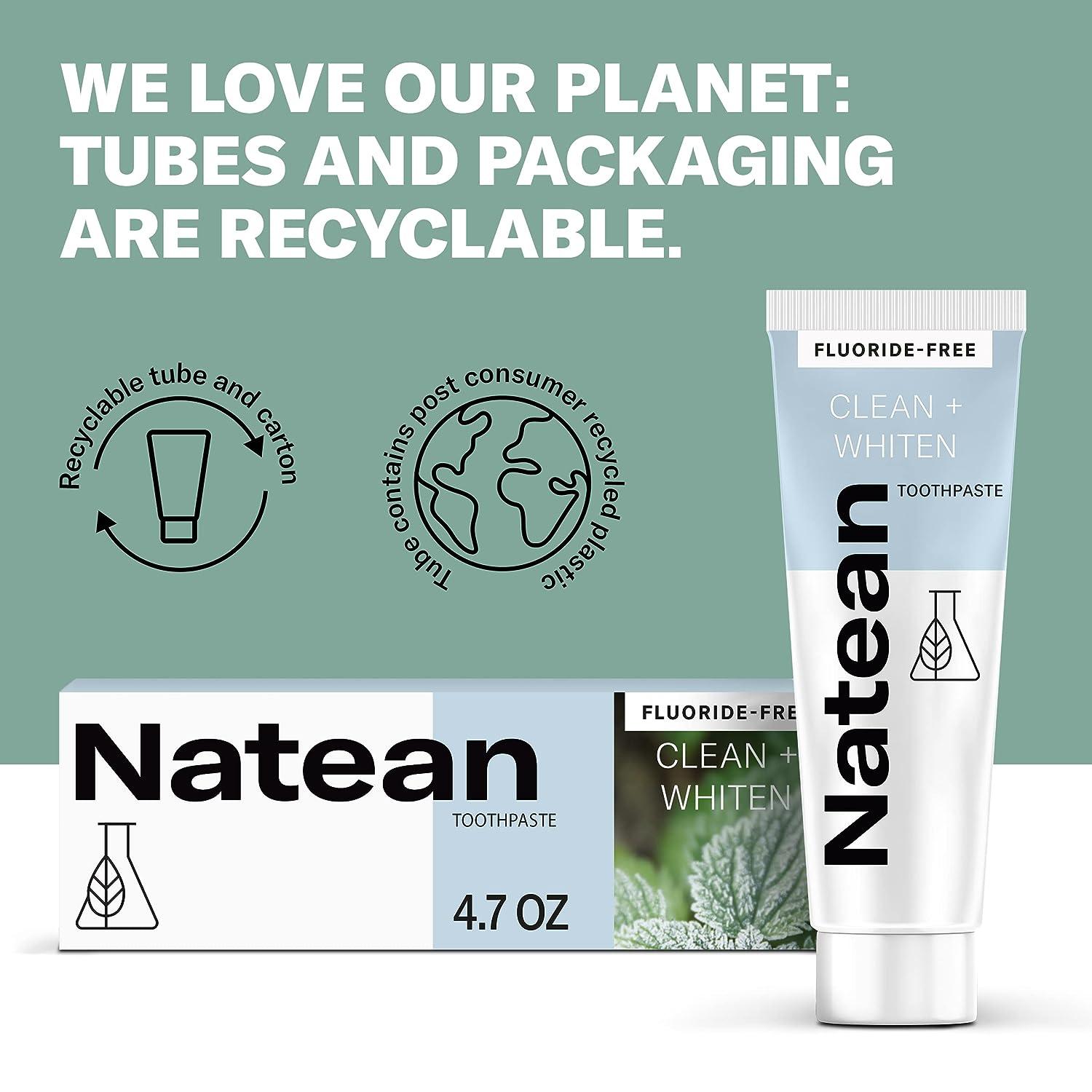 Natean Clean + Whiten Fluoride Free Whitening Toothpaste - Clean Mint 4 ...