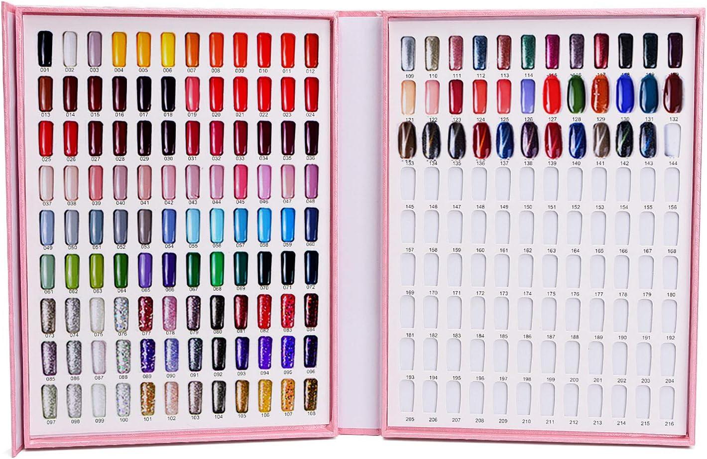 Noverlife 216 Nail Color Chart Display Book with False Nail Tips - Pink ...