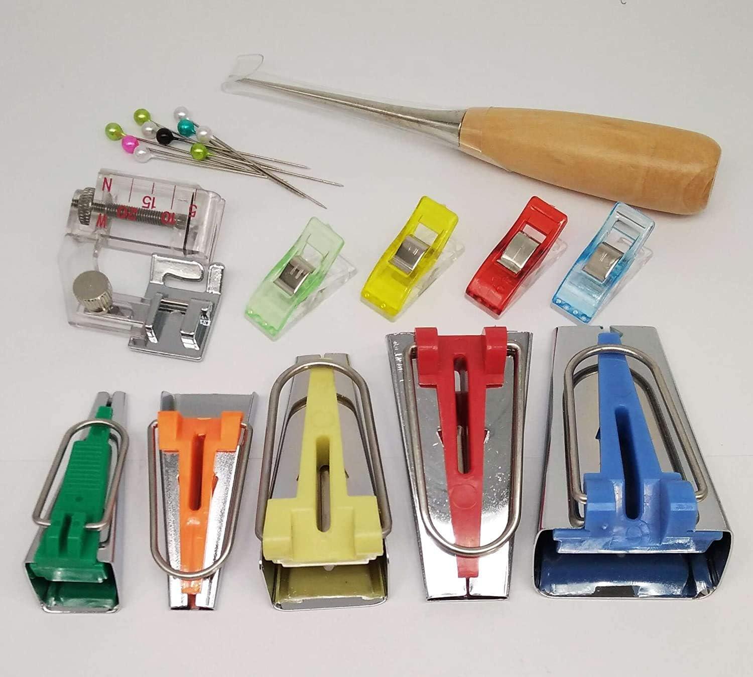 HONEYSEW Bias Tape Maker Tool Kit Set - 15 Sizes - Fabric Folding and ...