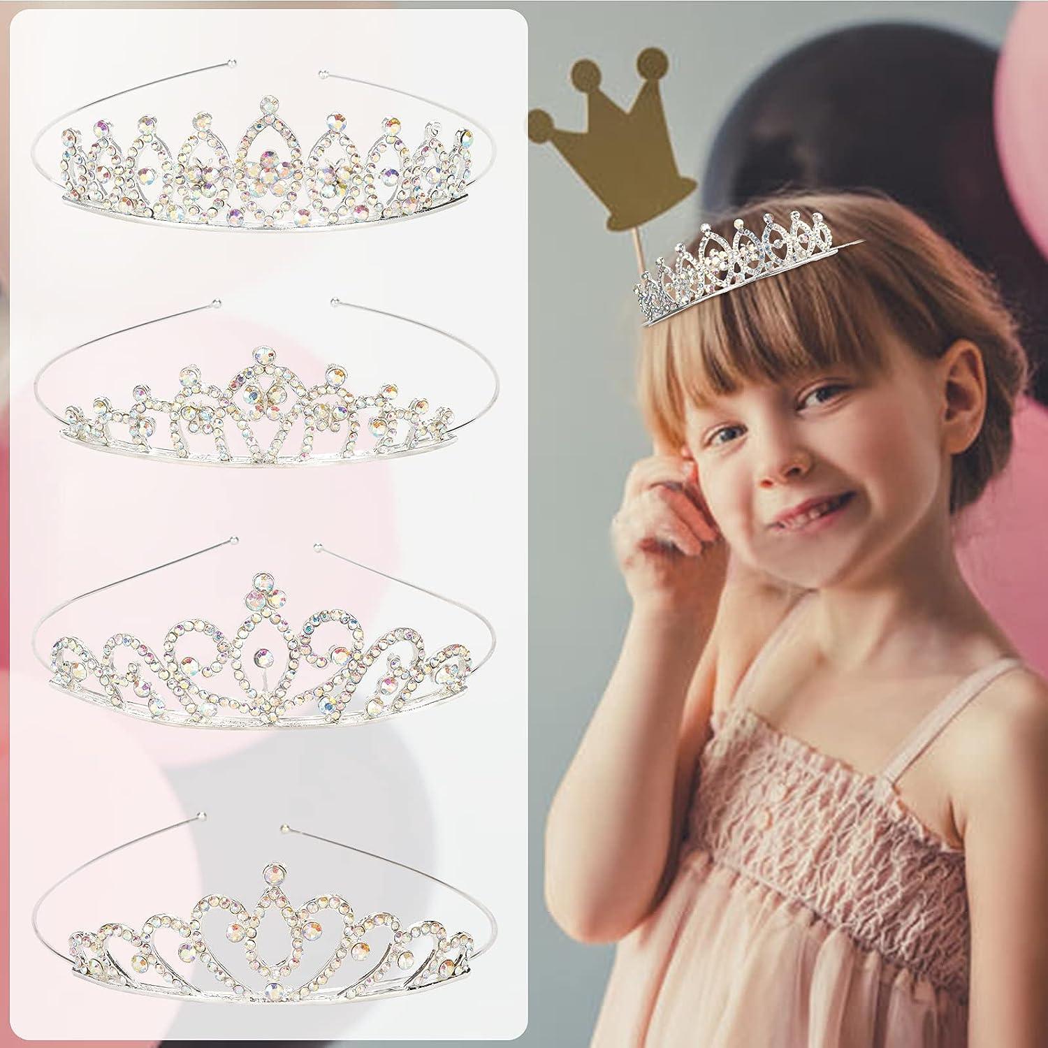 4pcs AB Rhinestone Silver Princess Crowns Set for Girls - Small Tiara ...