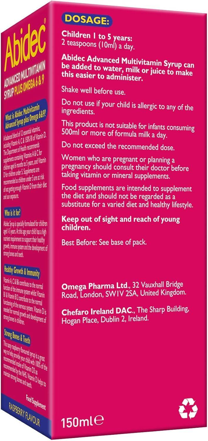 Abidec Kid Multivitamin Syrup with Vitamin D for Bone Growth - Omega 6 ...