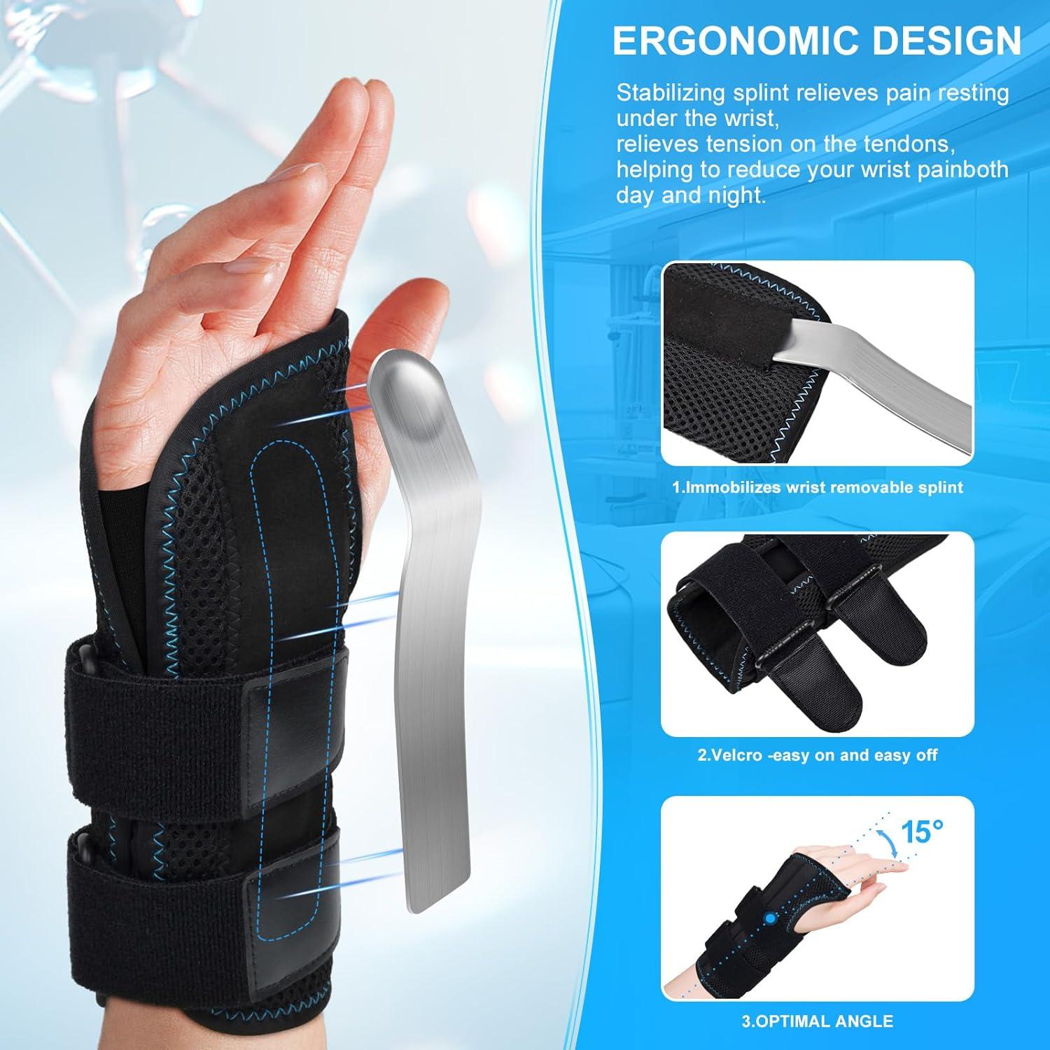 EVXVE Wrist Support Brace with Metal Splints - Relieve Carpal Tunnel ...