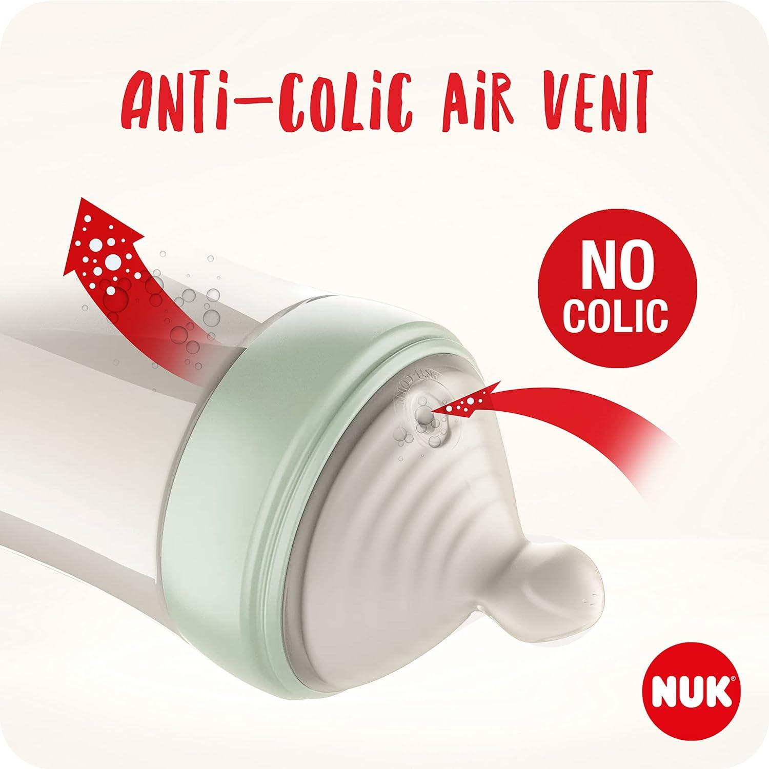 NUK Nature Sense Baby Bottles 260ml 0-6 Months | Anti-Colic Vent | BPA ...