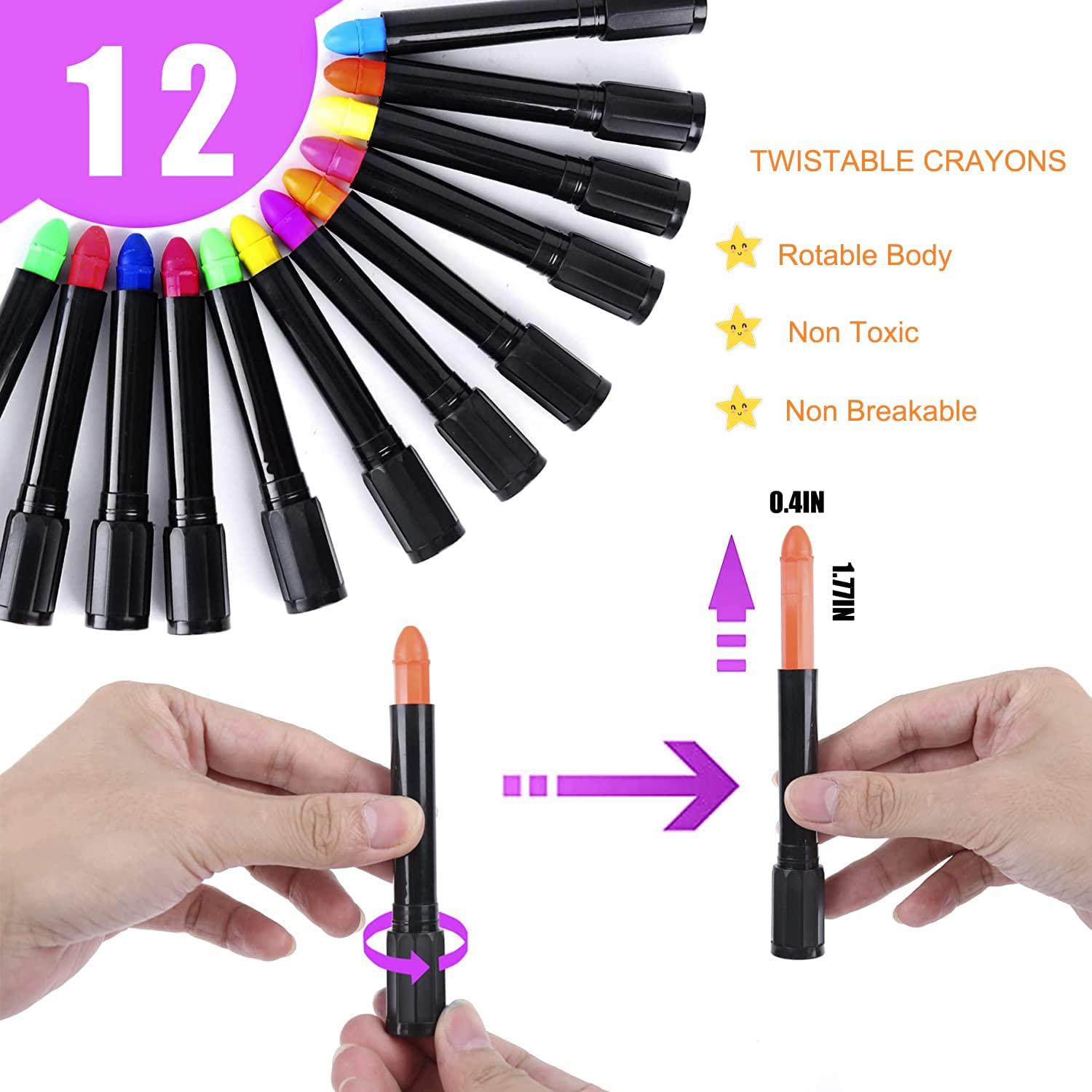 12 Colors Glow Face & Body UV Crayons - Neon Fluorescent Makeup Kit for ...