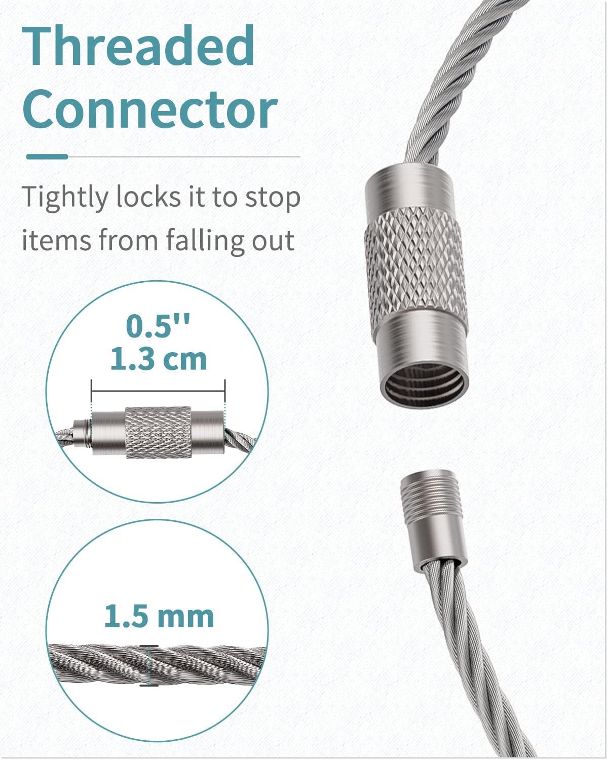 Pawfly 5 Inch Wire Keychain Cable Stainless Steel Key Ring Loop Holder ...
