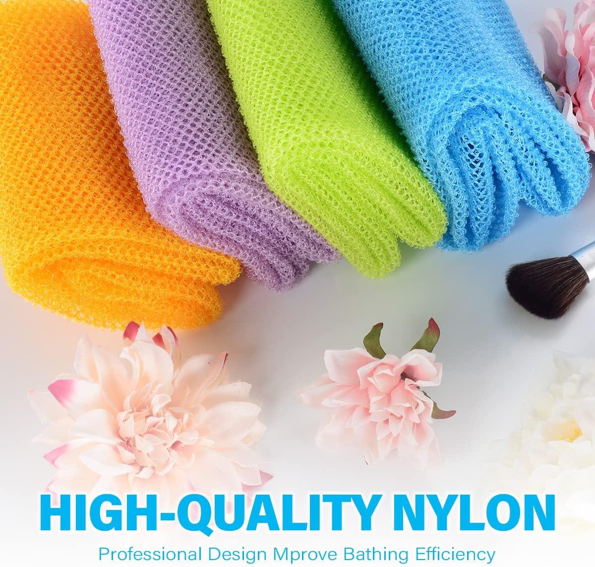 African Exfoliating Net Sponge Set - 4 Pieces | Shower Body Scrubber ...