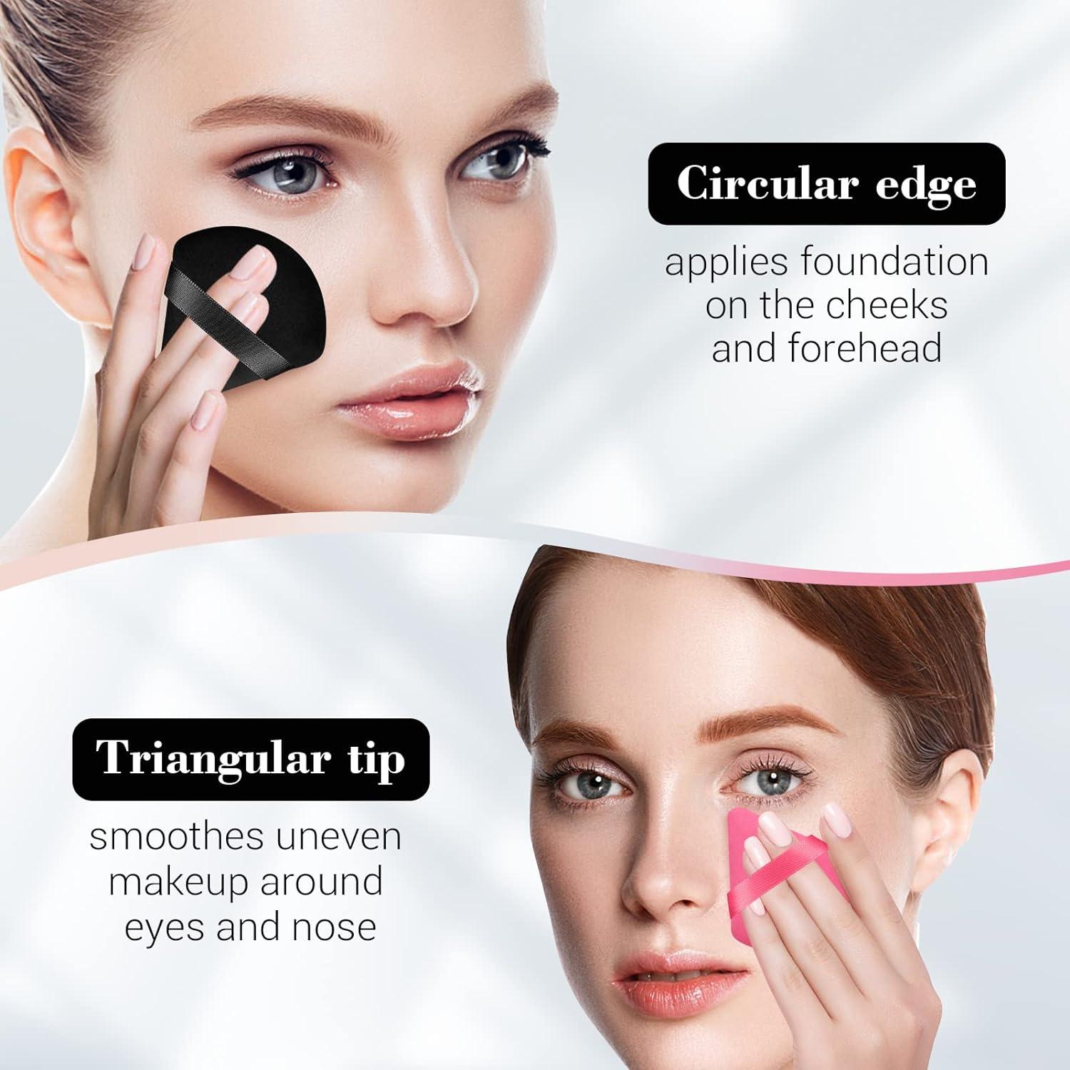 HEYMKGO Velvet Triangle Powder Puffs - 4 Pcs Dual-Use Makeup Puff Set ...