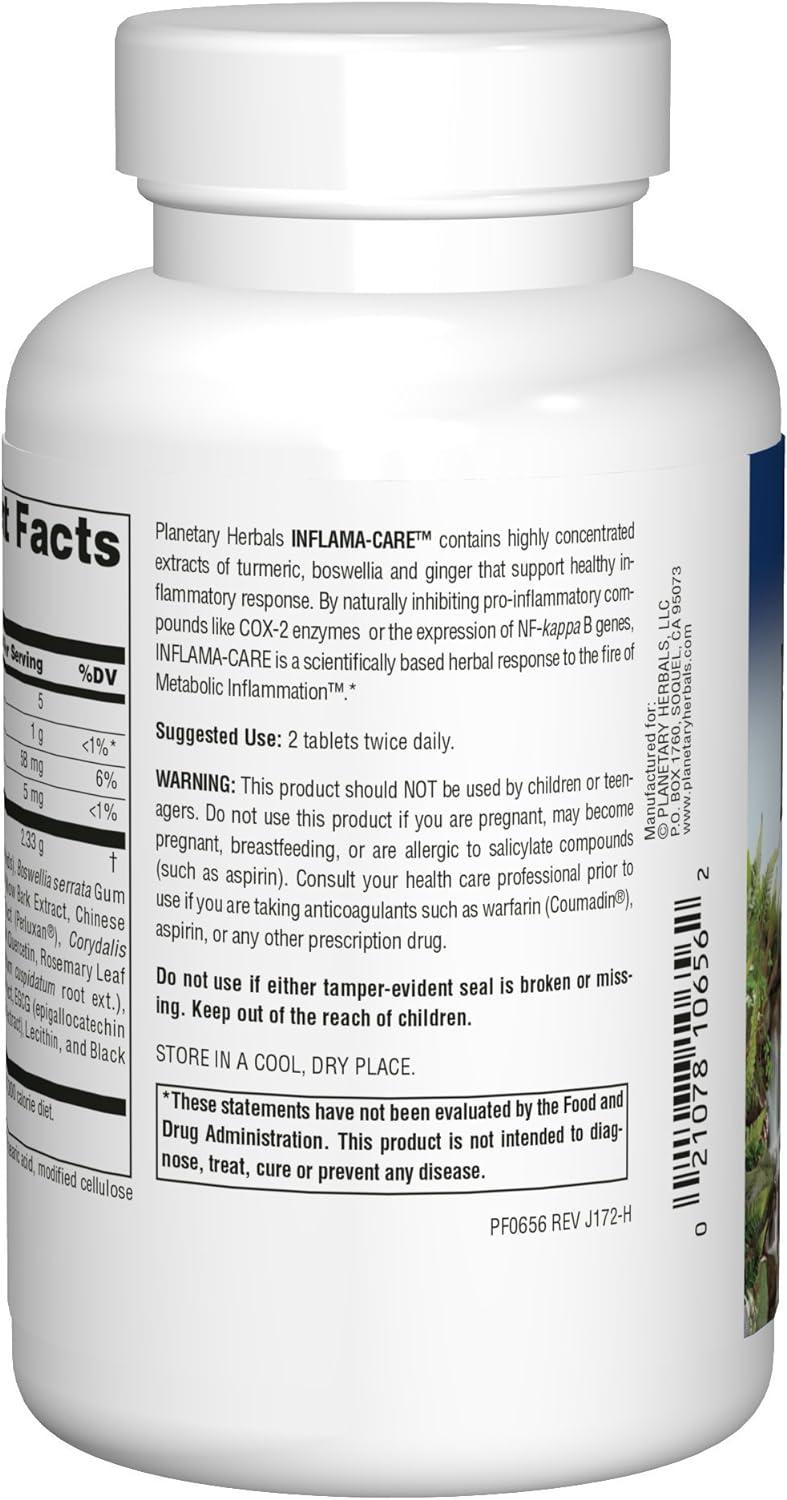 Planetary Herbals Inflama-Care 1165mg Turmeric/Boswellia Complex - 120 ...