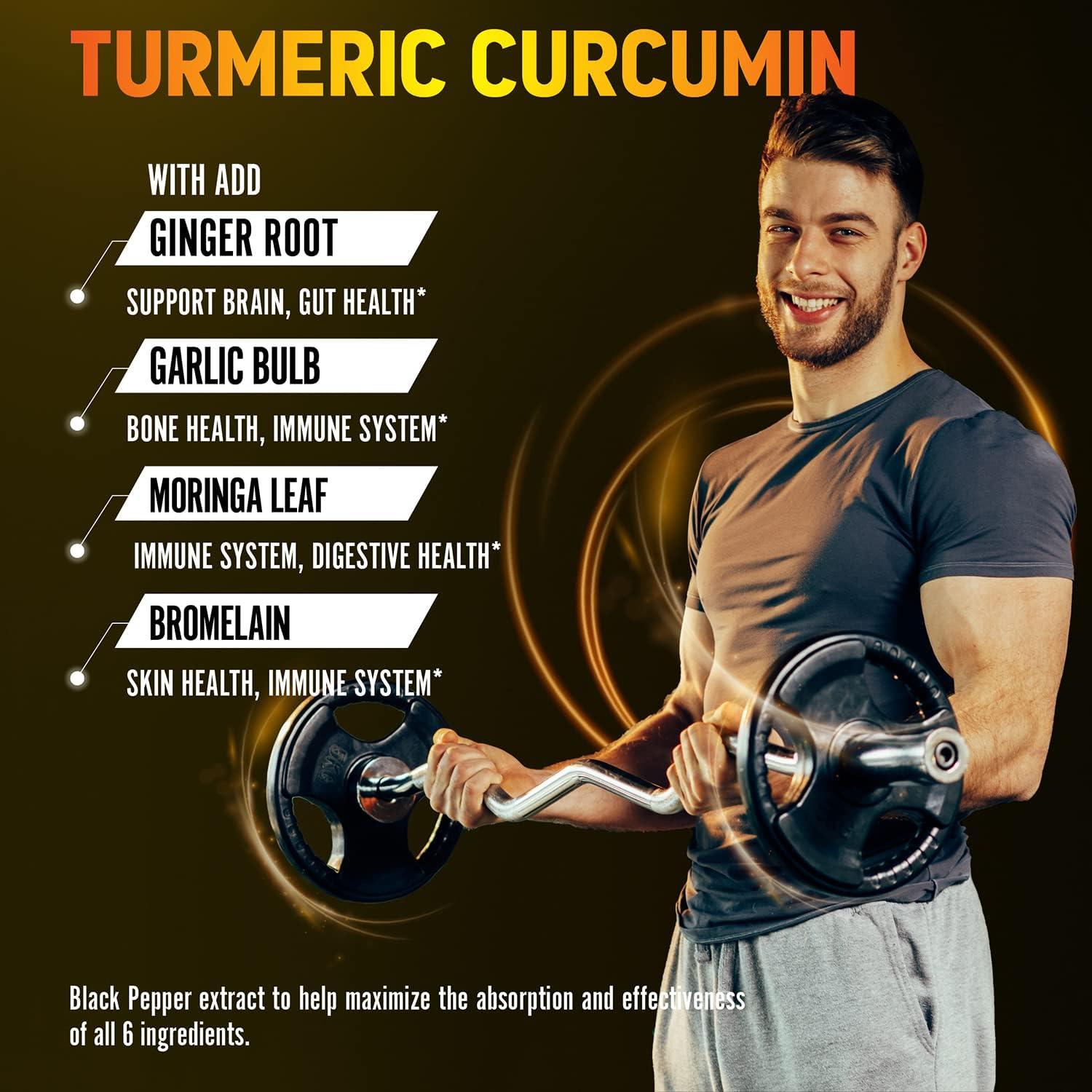 6 in 1 Turmeric Curcumin + Ginger Capsules 95% Curcuminoids Equivalent ...