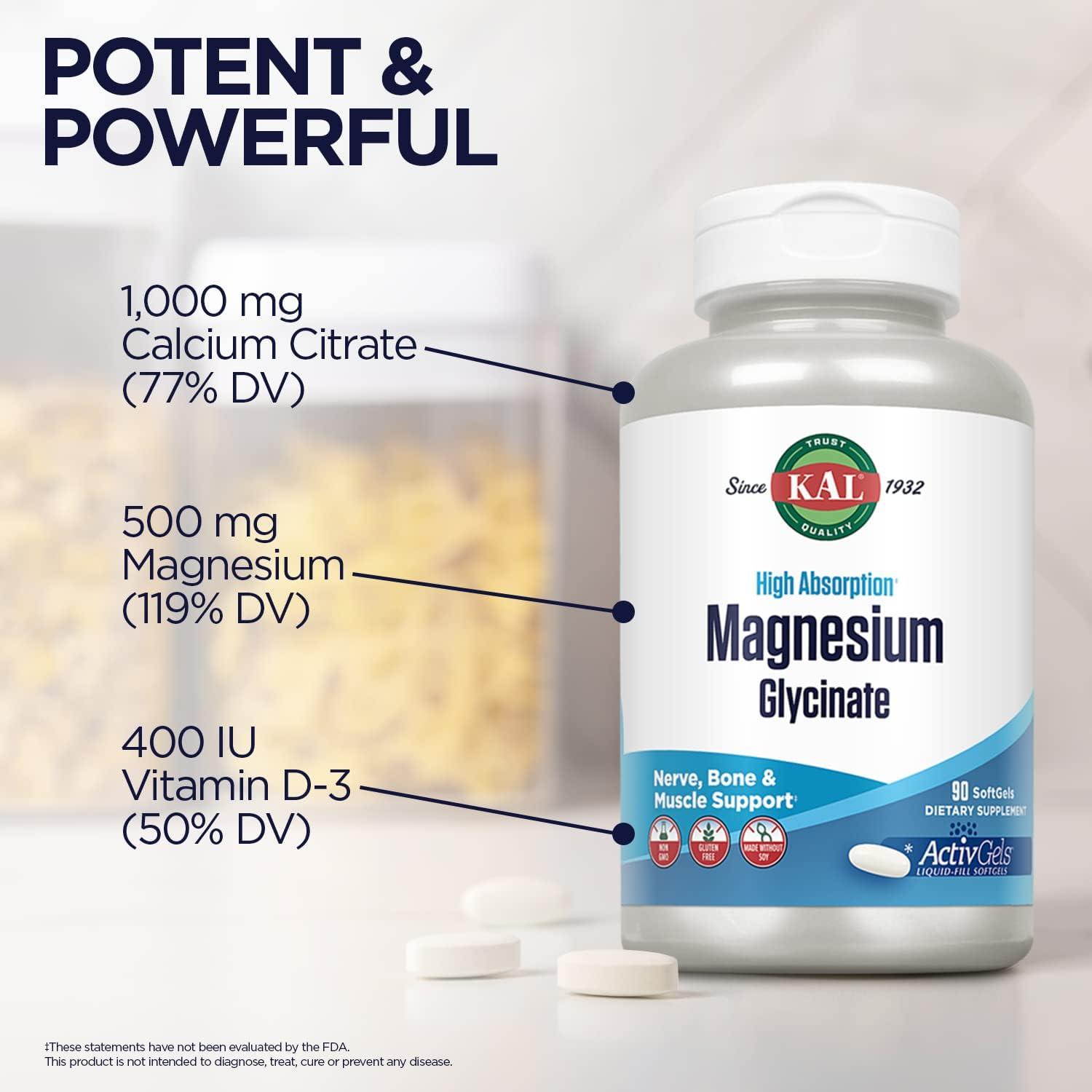 KAL Cal-Citrate+ Calcium Citrate with Vitamin D-3 & Magnesium - 120 ...