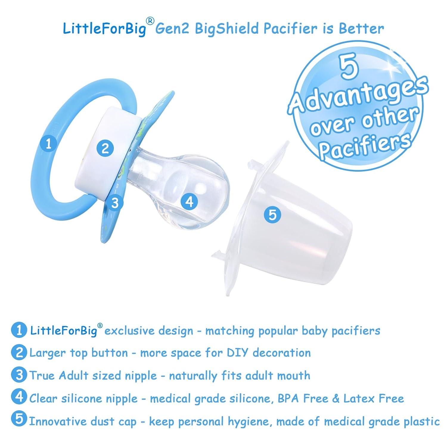 LittleForBig Large Shield Pacifier II - Adult Size Baby Cuties Blue ...