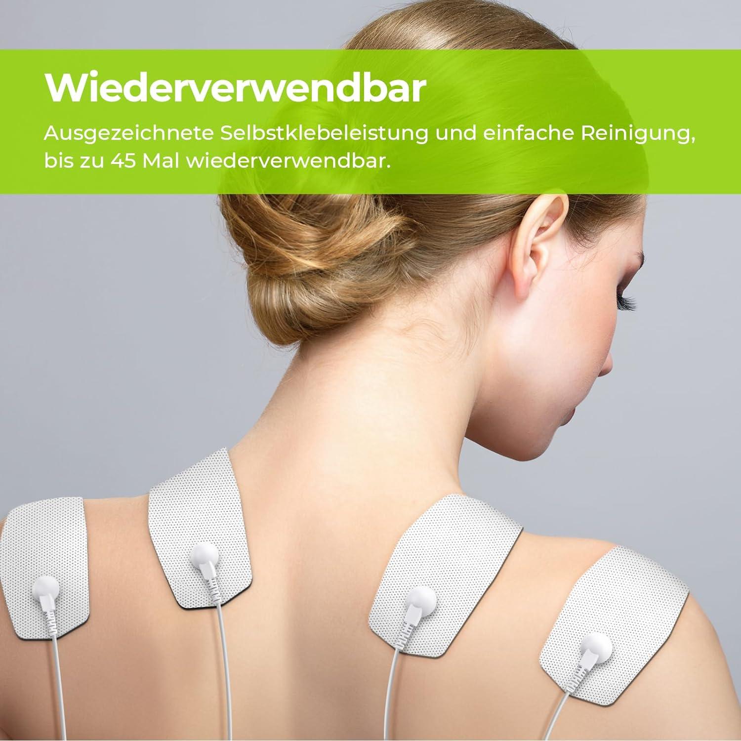 Auvon 20s Set TENS EMS Electrode Pads - Reusable 5x5 cm Electrotherapy ...