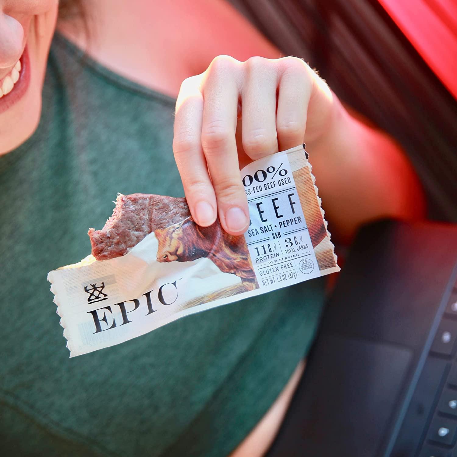 EPIC Beef Sea Salt + Pepper Protein Bar - Keto Friendly 12CT 1.3oz Bars ...