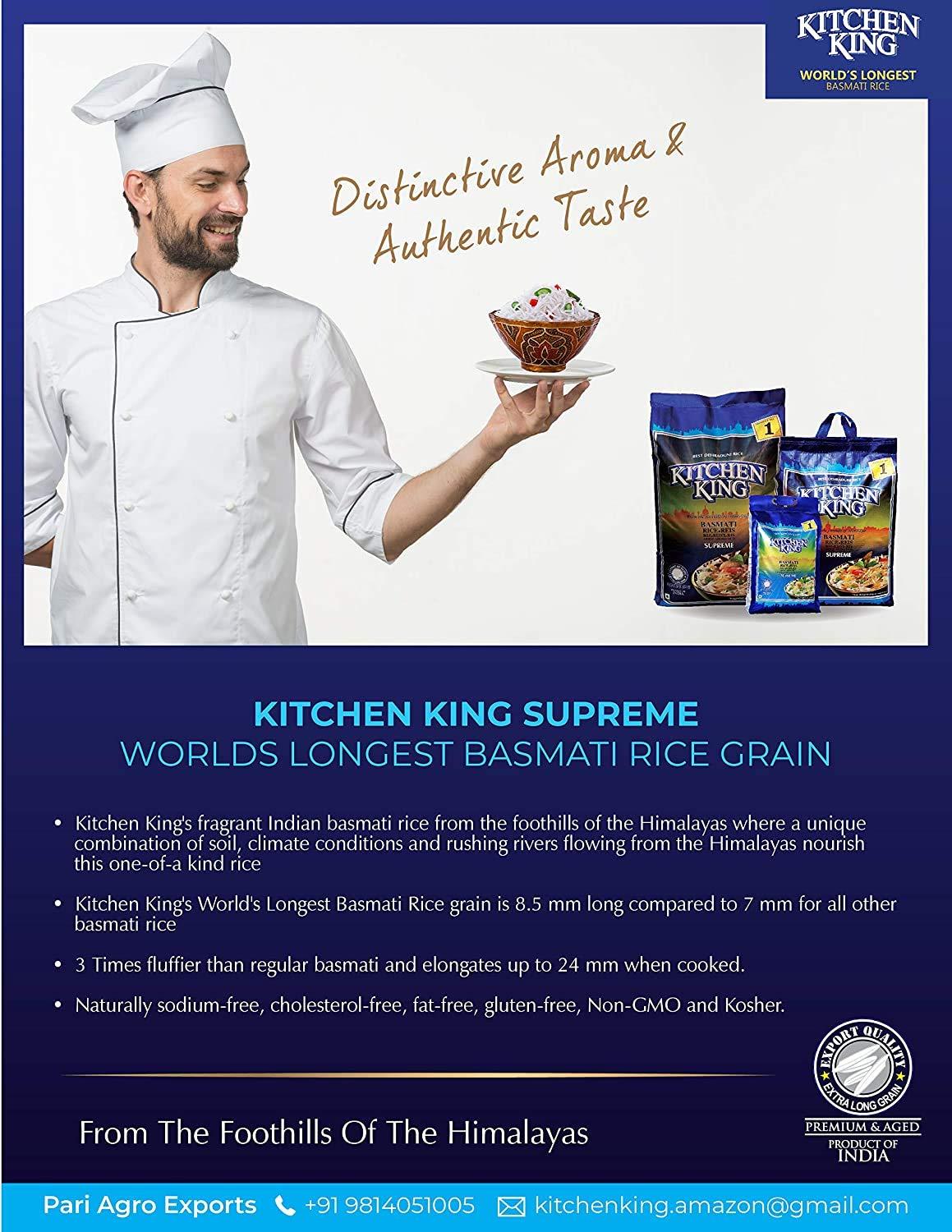 Kitchen King Basmati Rice - 10 LB Bag - World's Longest and Always ...