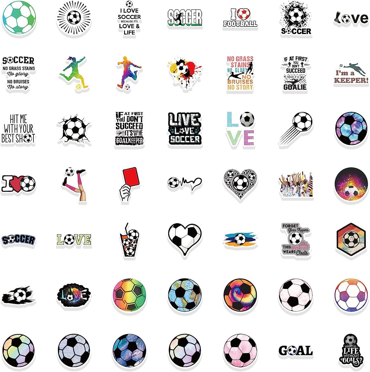 100PCS Soccer Stickers - Soccer Gifts for Teen Girls & Boys - Water ...