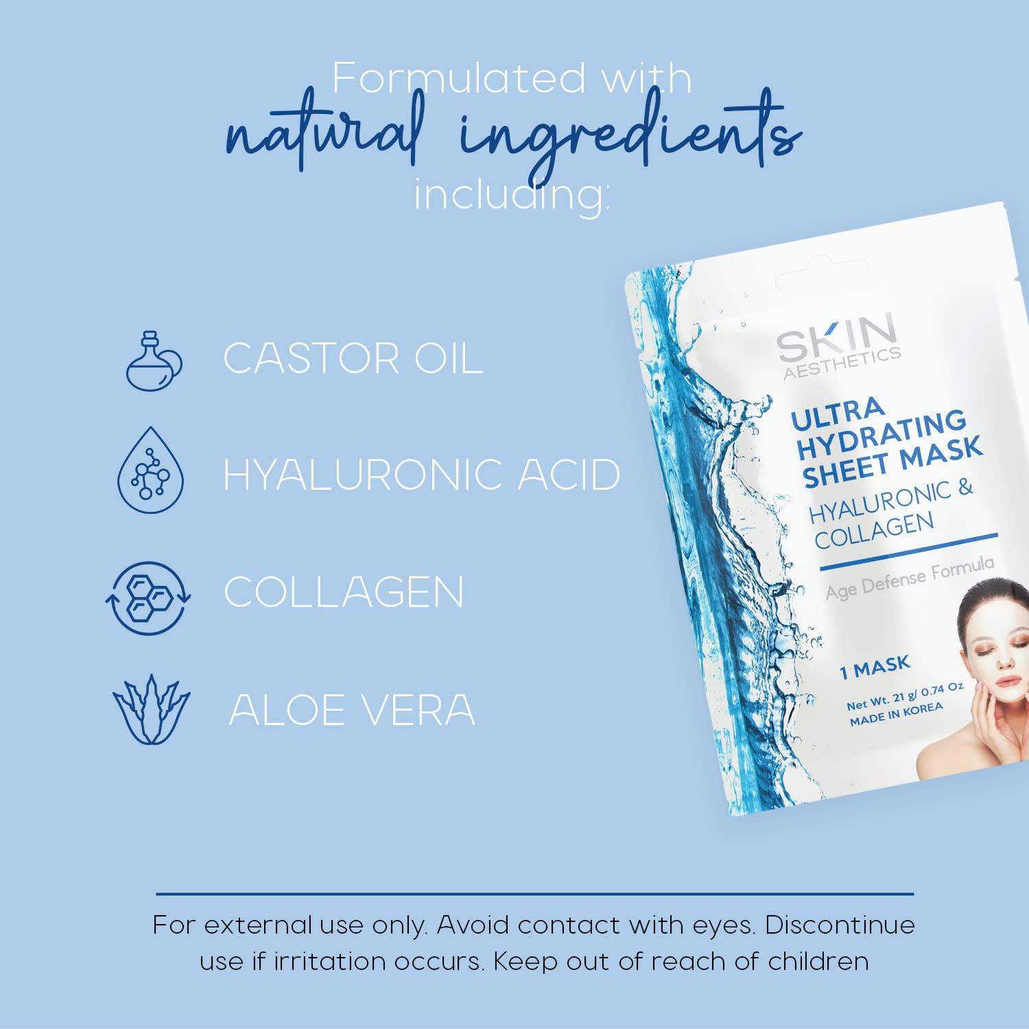 Skin Aesthetics Hyaluronic & Collagen Sheet Face Mask - Firming & Anti ...