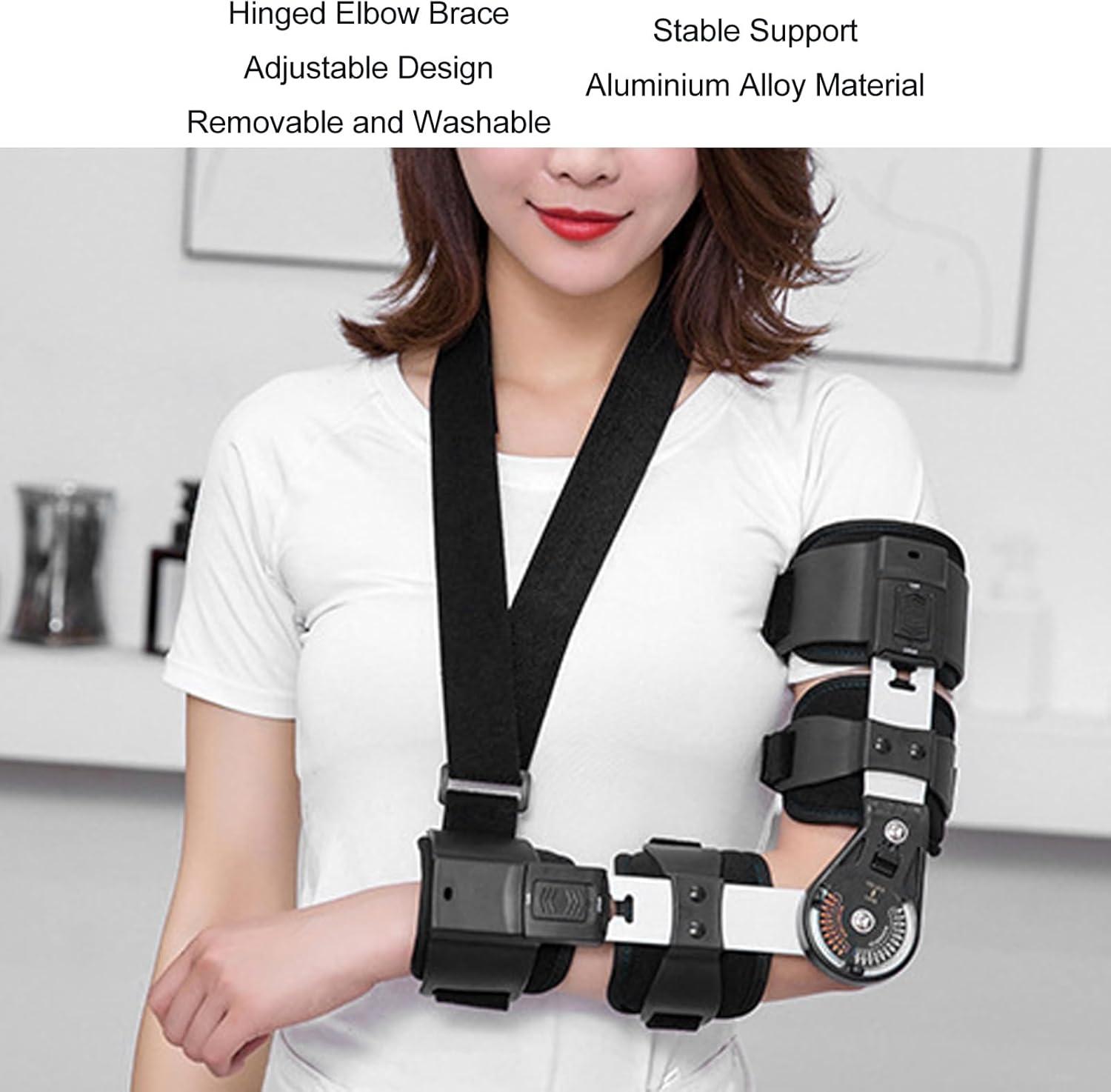 Hinged ROM Elbow Brace with Strap Sling - Adjustable Aluminium Post OP ...