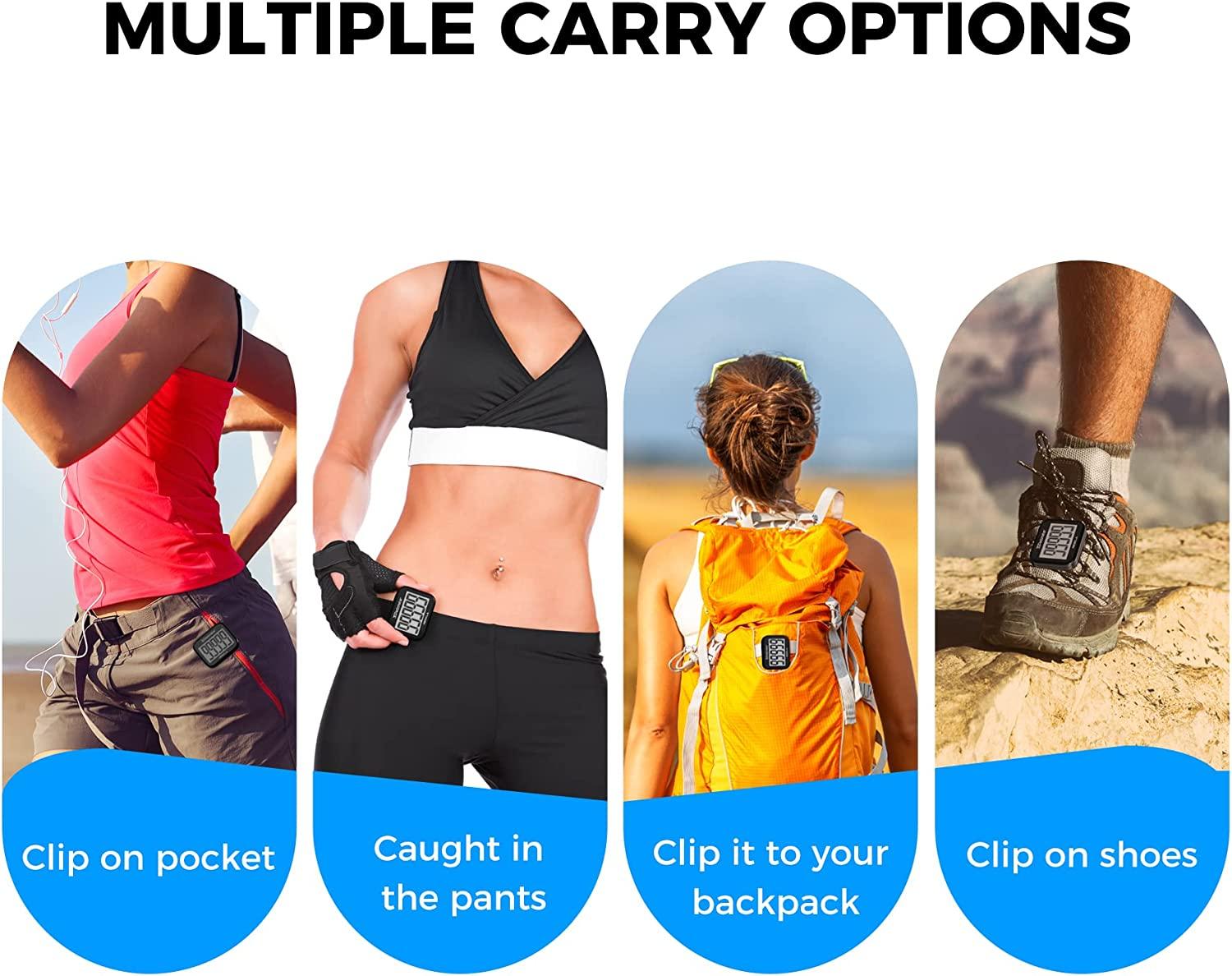 3D Pedometer for Walking - Large Digital Display Step Tracker with ...