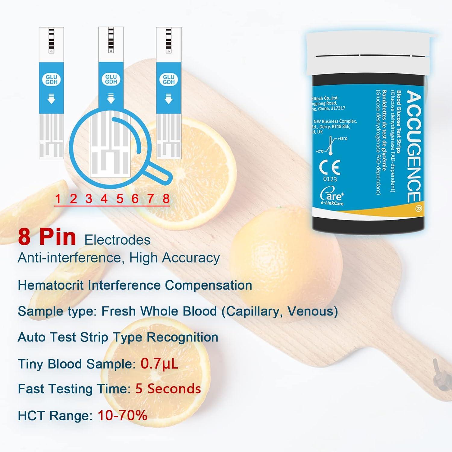 ACCUGENCE Home 50 Blood Glucose Test Strips with 30 Lancets for Self ...