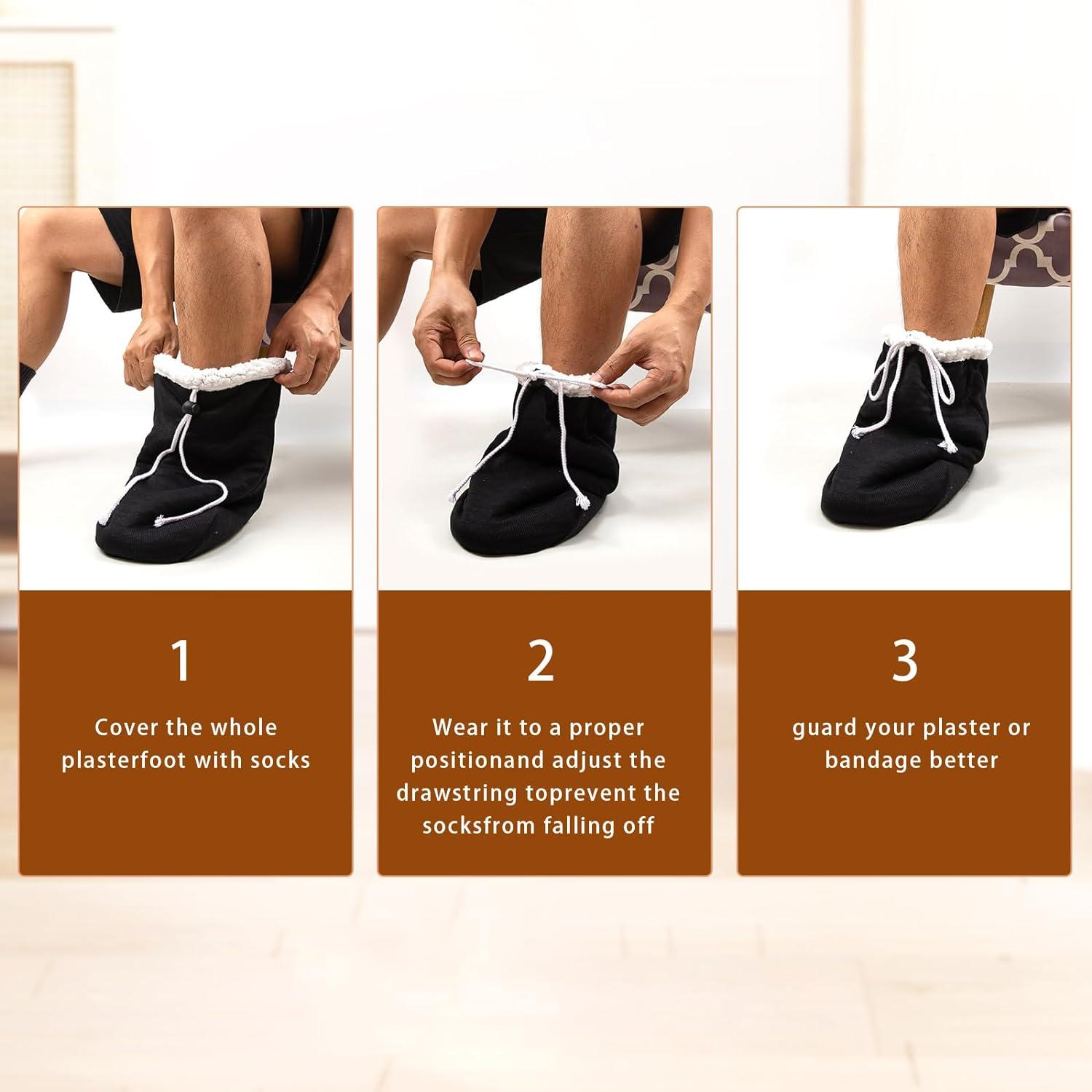 2pcs Cast Sock Over Leg Cast Toe Protector - Adjustable Drawstring Foot ...