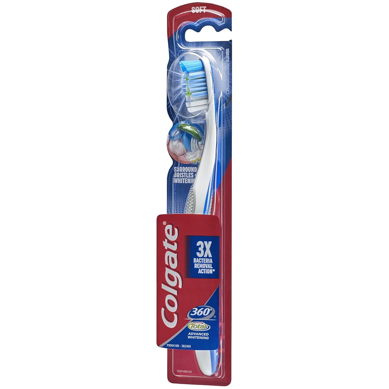 Colgate 360 Total Soft Toothbrush with Tongue & Cheek Cleaner - Soft ...