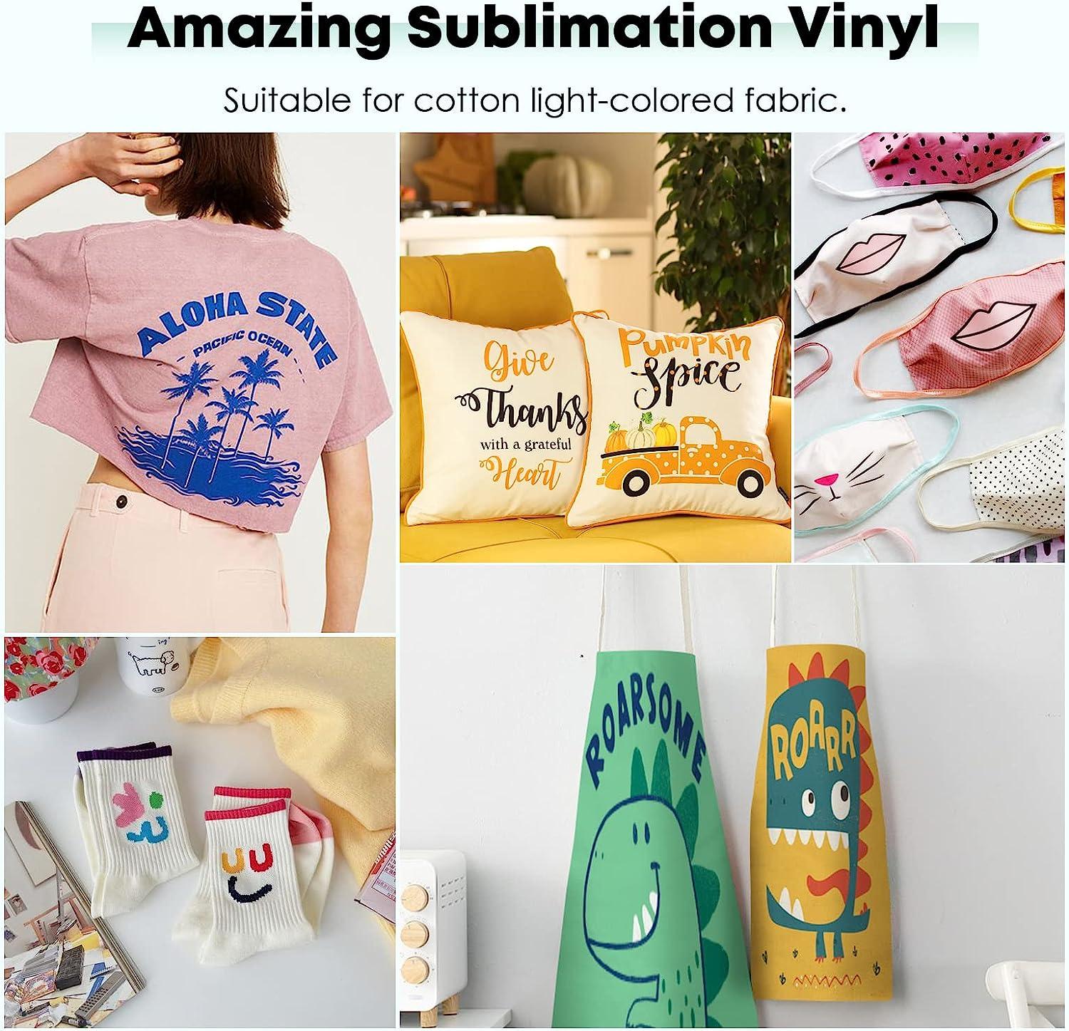 HTVRONT Clear Sublimation Vinyl for Cotton Fabric - 12 x 8FT Matte HTV for Light-Colored T ...