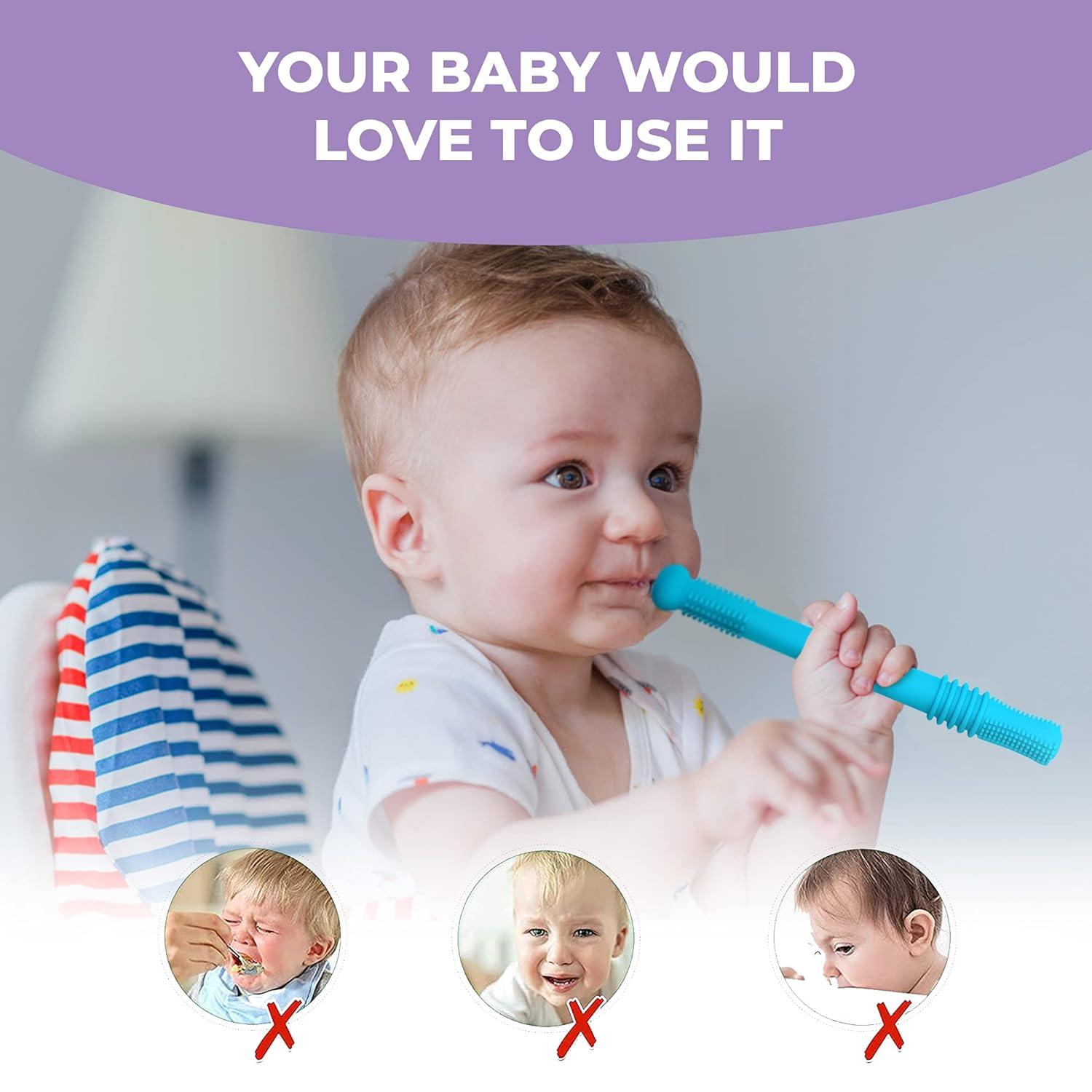 Samar Valley Teething Tubes - Pack of 4 Silicone Baby Straws for ...