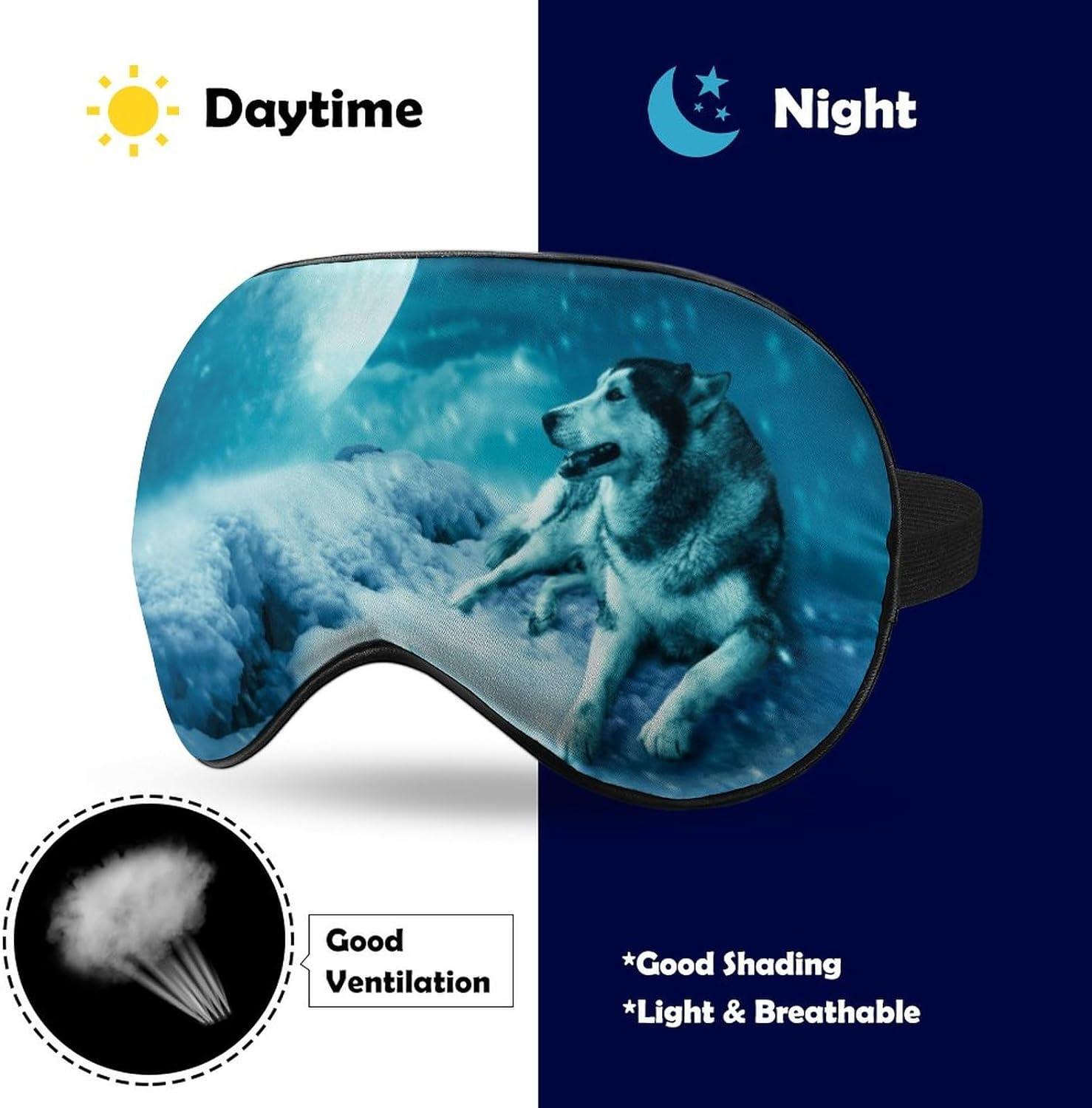 Wolf On Full Moon Night Sleep Mask - Adjustable Blindfold for Sleeping ...