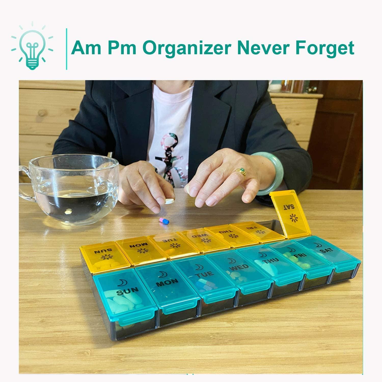 Mossime XL Daily Pill Organizer - 2 Times a Day, 7 Day AM PM Weekly ...