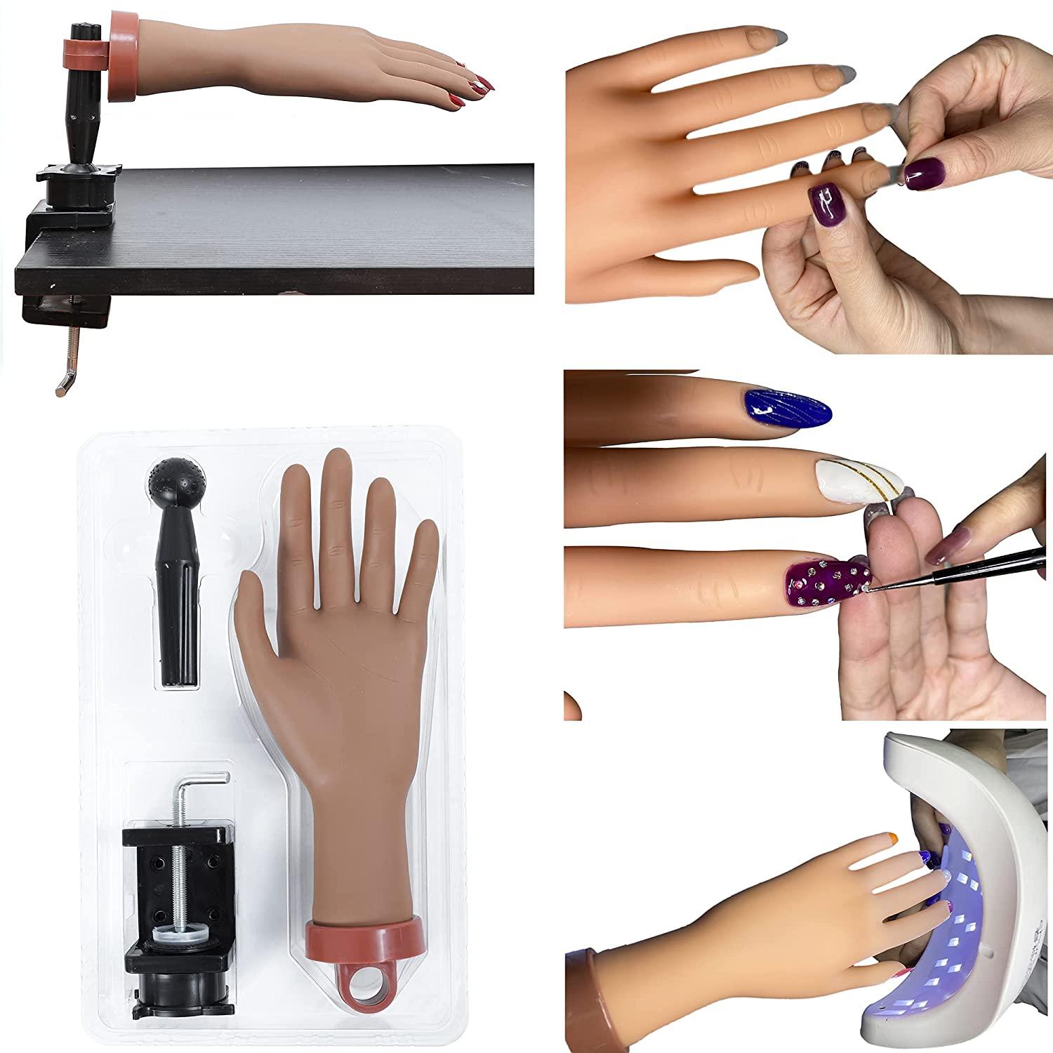 Acrylic Nail Practice Hand with C-clamp | Fake Nails Training Hand for ...