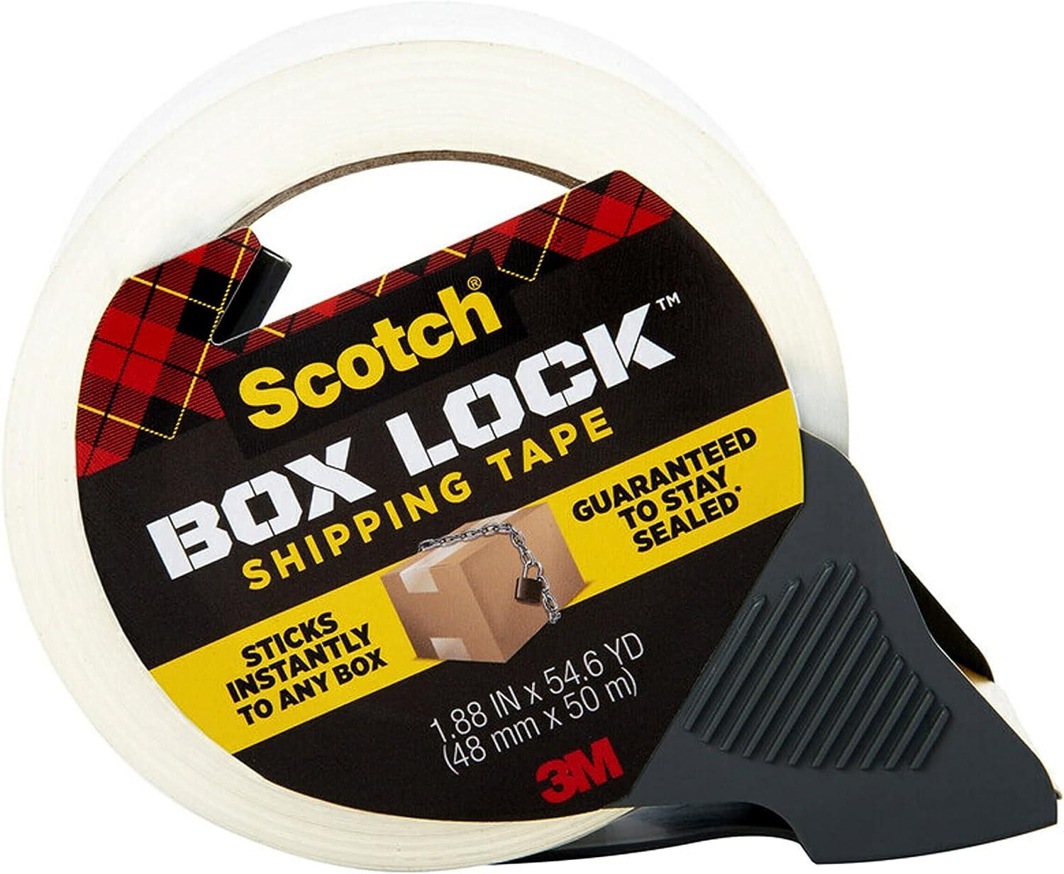 Scotch Box Lock Packaging Tape 2 Rolls with 1 Refillable Dispenser 1.88 ...