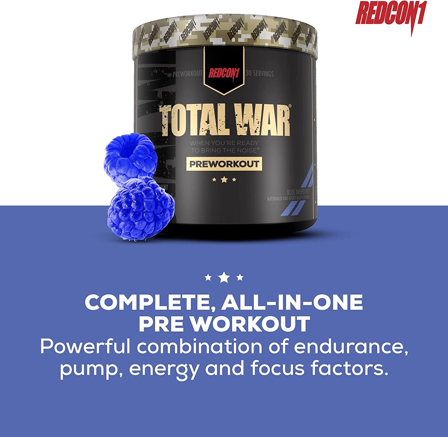 Redcon1 Total War Pre Workout - 30 Servings, Energy Boost, Endurance ...