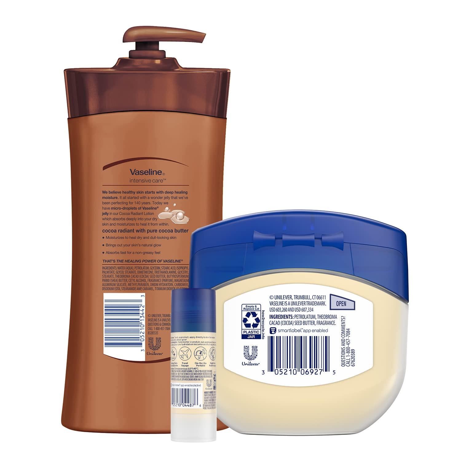 Vaseline Intensive Care Cocoa Radiant Lotion Bundle: 20.3oz Lotion, 7 ...