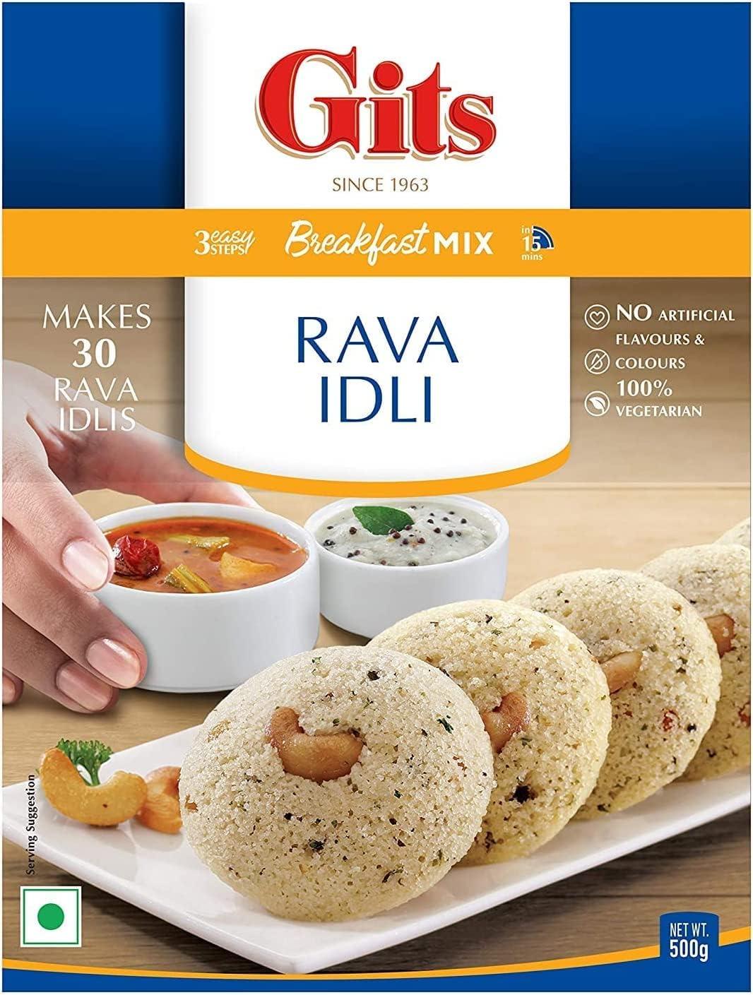 Gits Rava Idli Instant Breakfast Mix 500g - A Traditional Indian Crispy ...