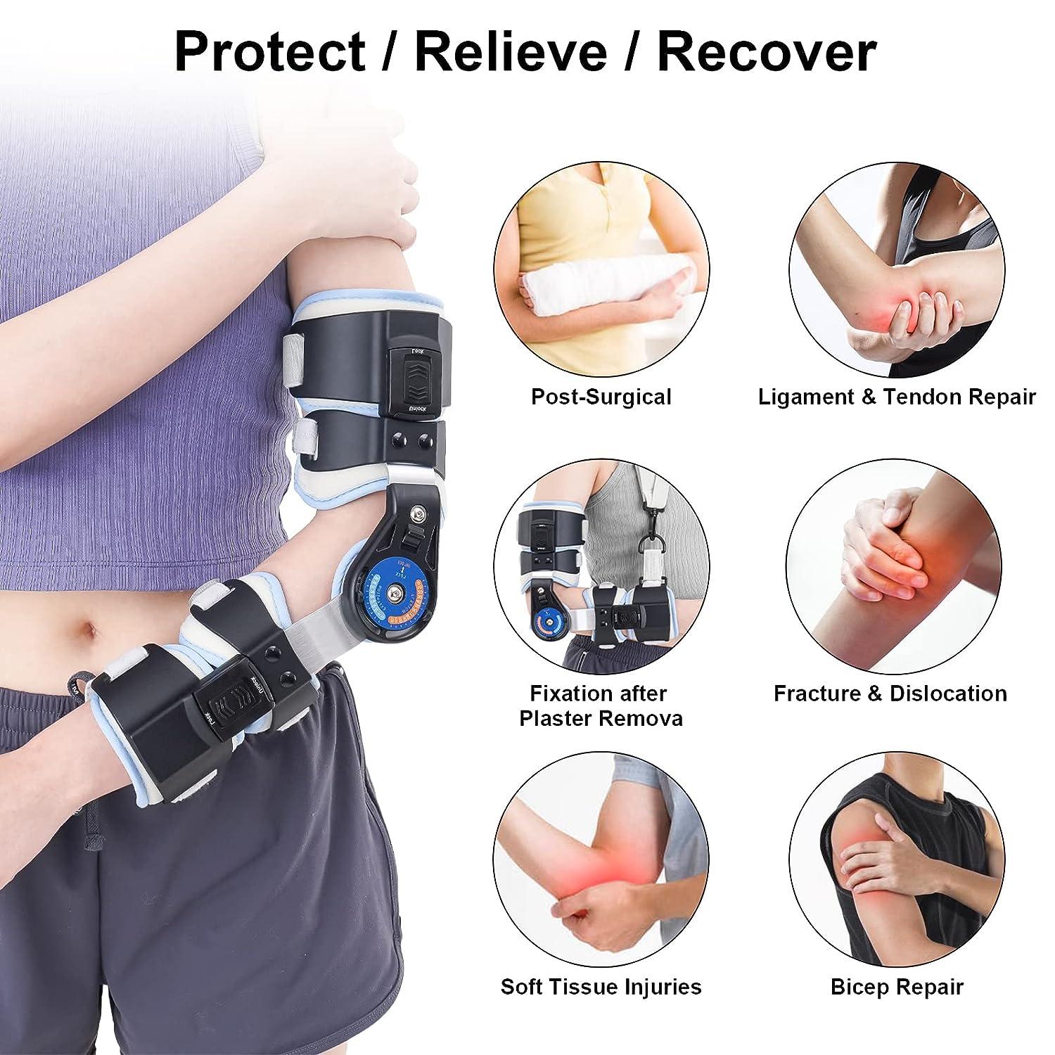 RISURRY Hinged Elbow Brace with Shoulder Sling | Adjustable Post OP ...